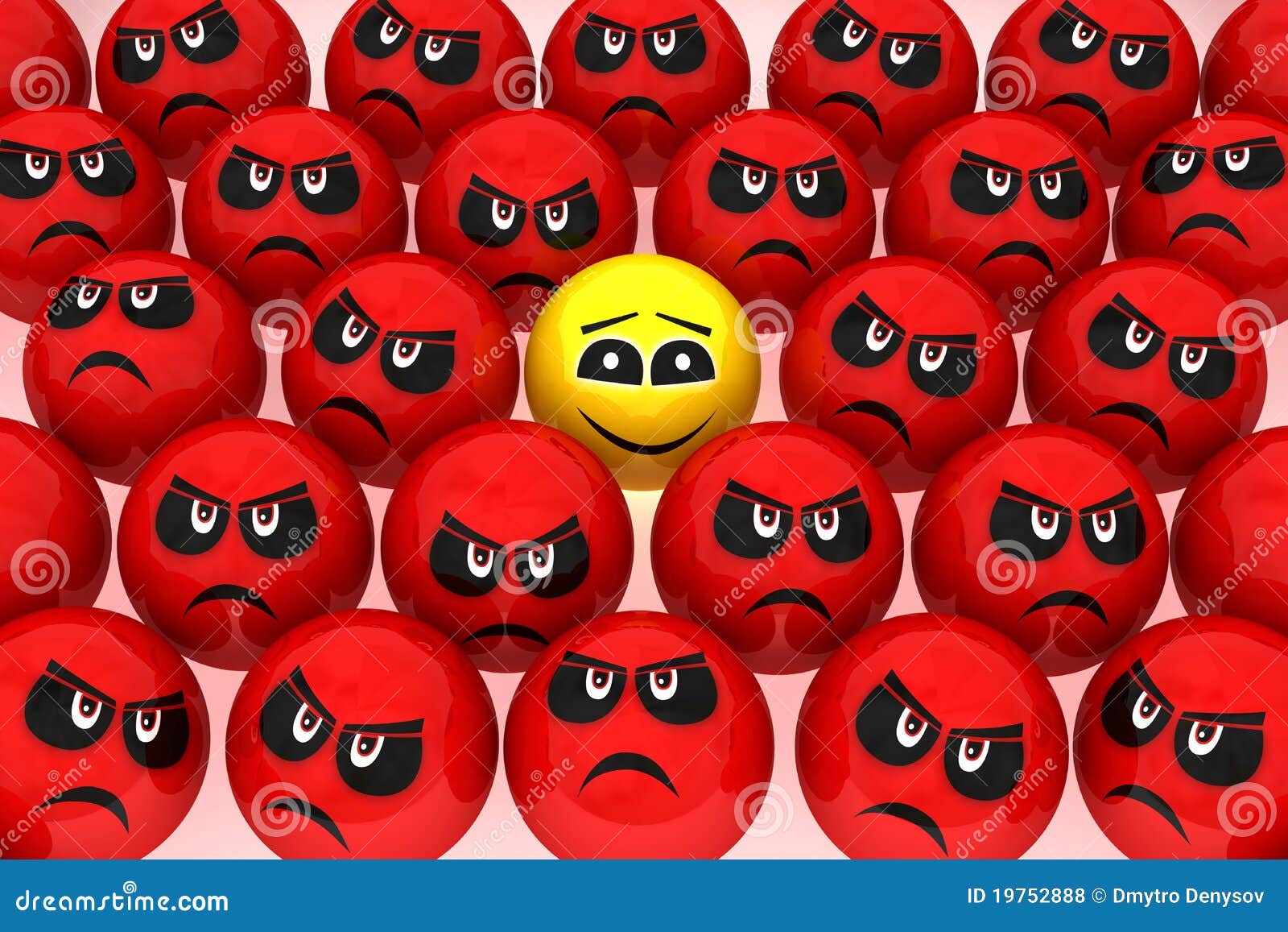 A Happy Smiley Stands Out From The Crowd Stock Illustration ...