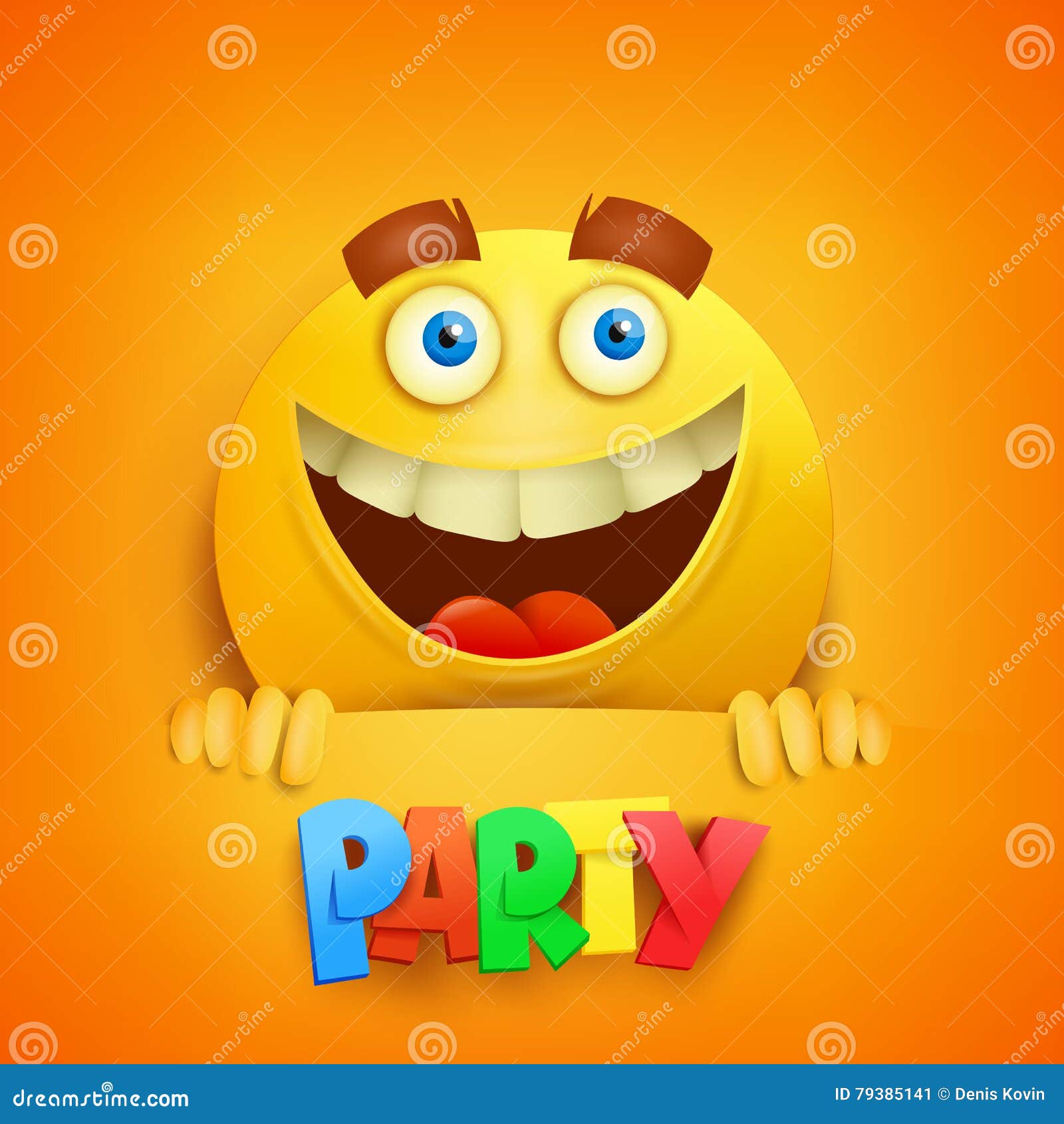 Happy Smiley Yellow Round Face. Party Title Stock Illustration ...
