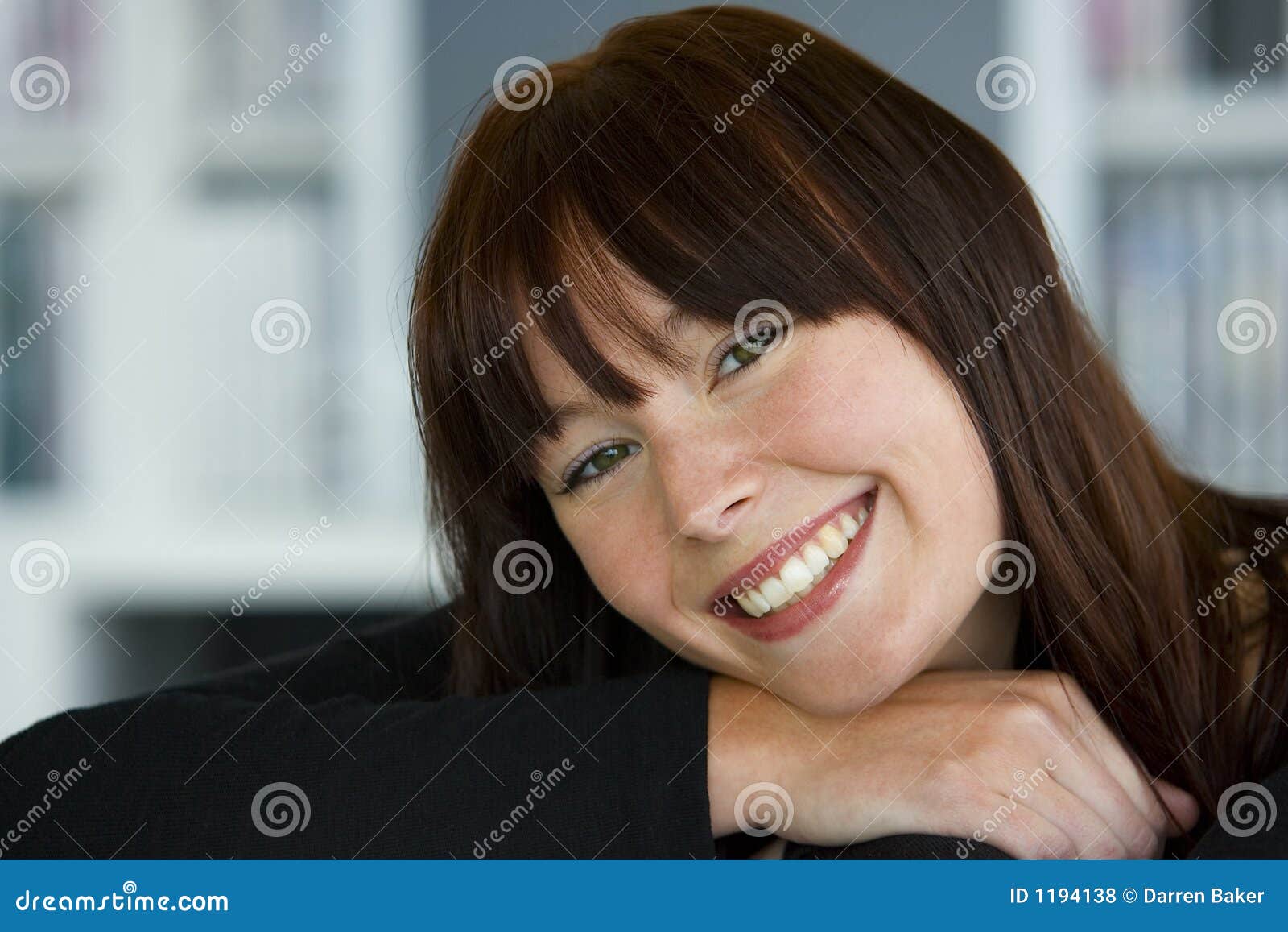 Happy & Smiling stock photo. Image of brunette, girl - 1194138