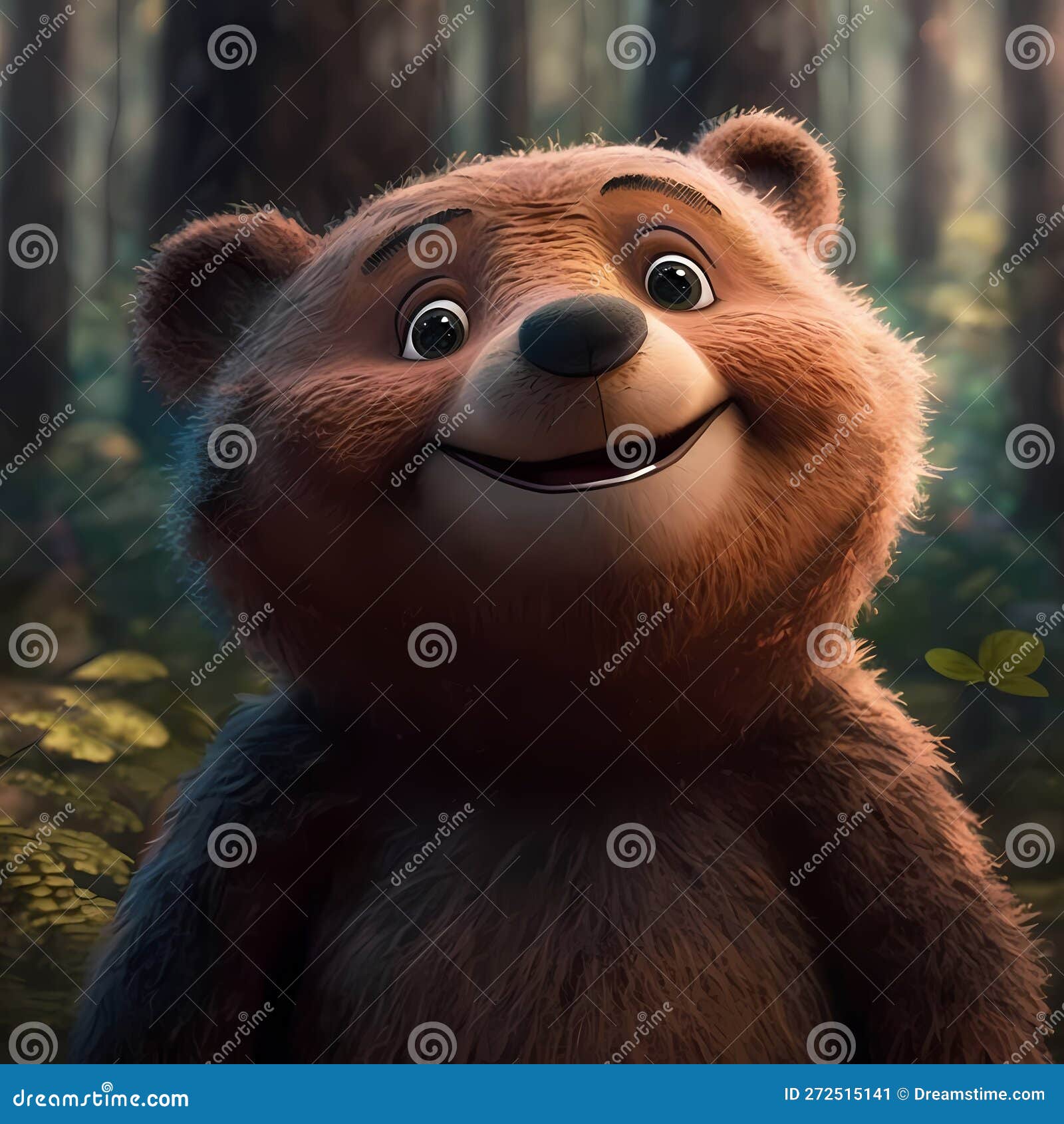 Happy Smiling Bear at Forest. Generative AI Stock Illustration ...