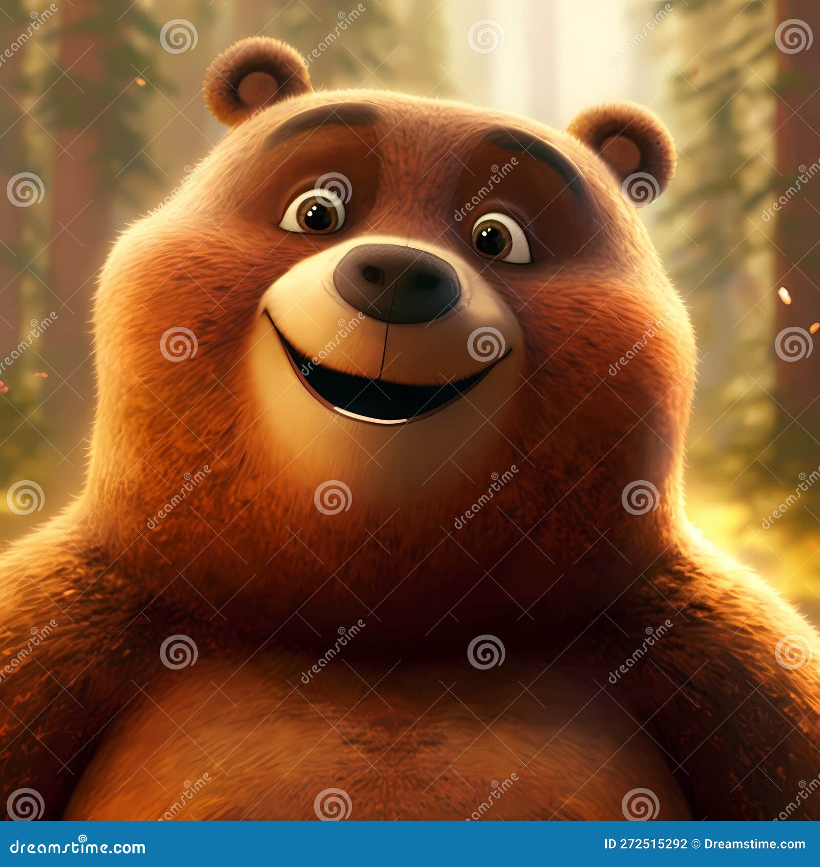 Happy Smiling Bear at Forest. Generative AI Stock Illustration ...