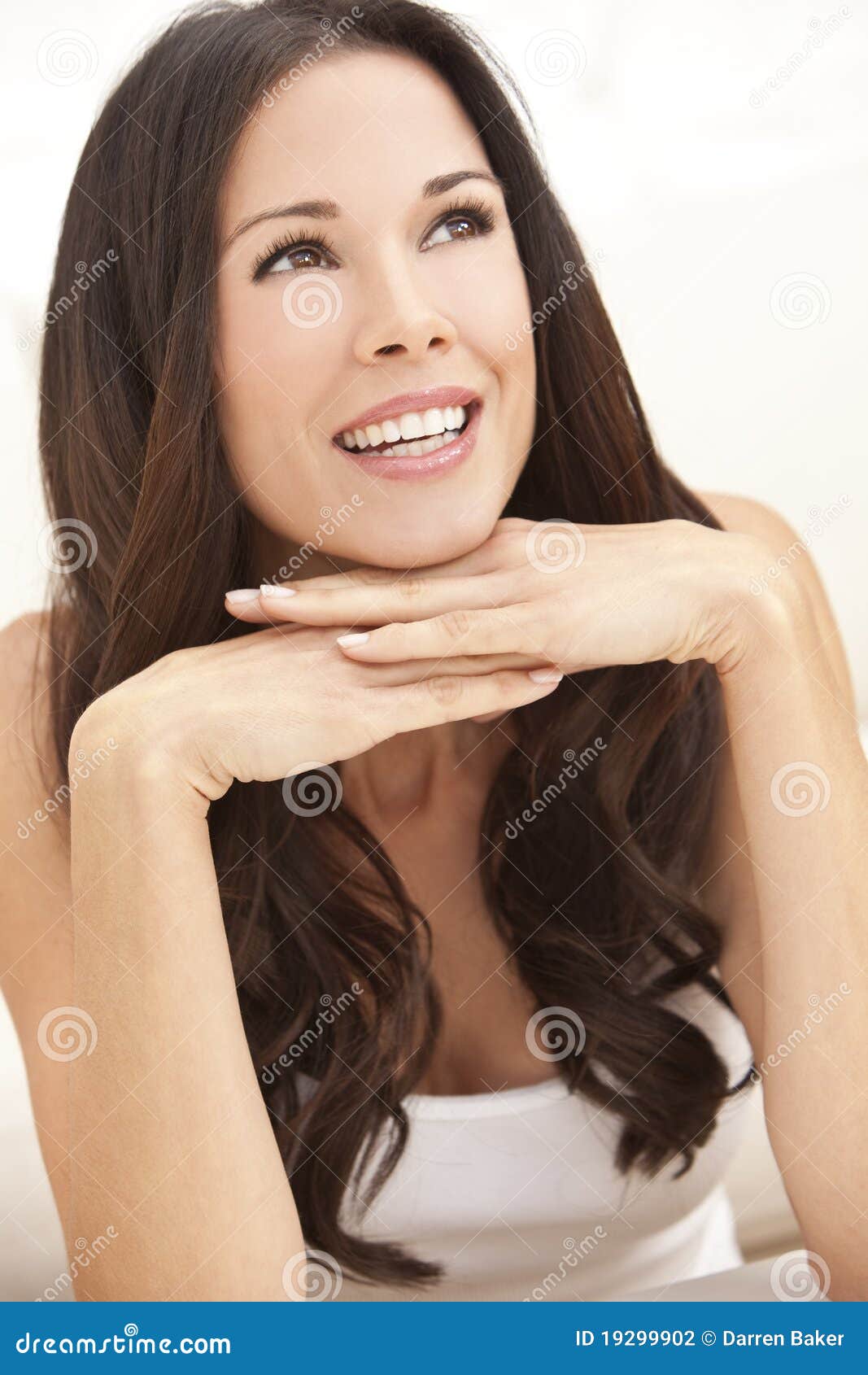 Happy Smiling Beautiful Woman Resting on Her Hands Stock Photo - Image ...
