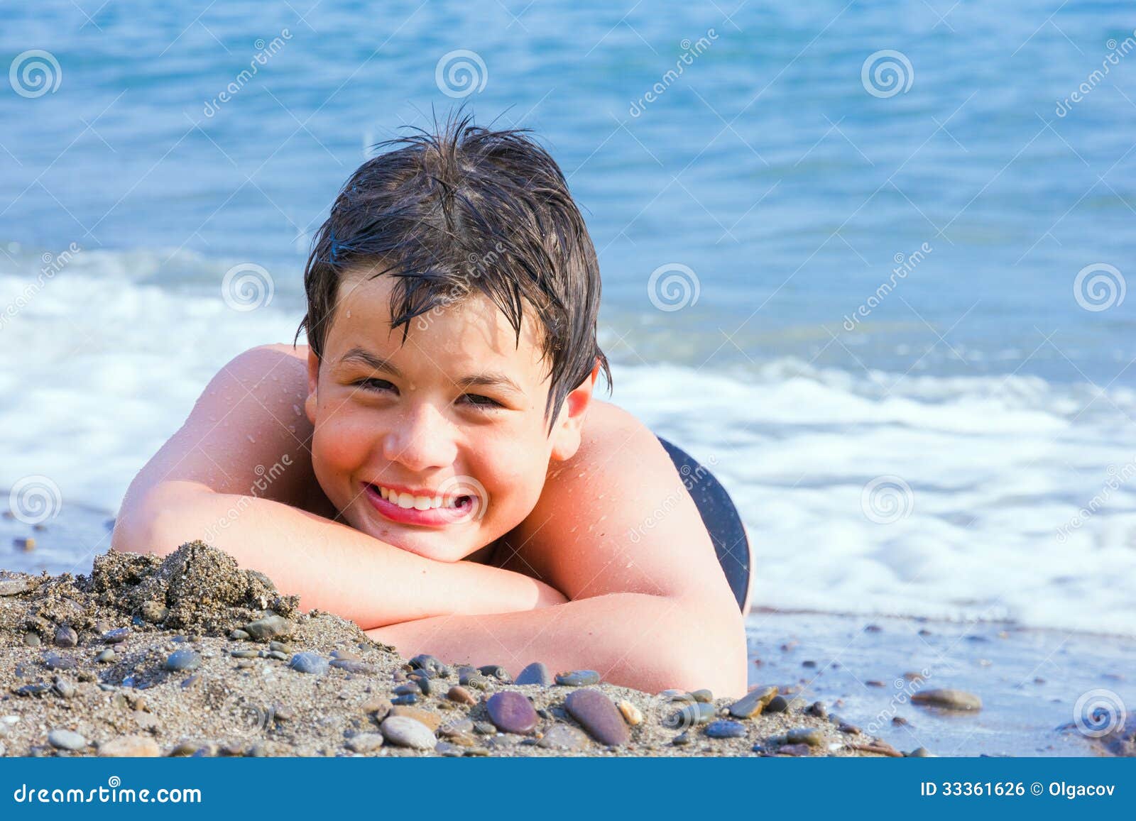 Happy Smiling Boy on the Sea Beach Stock Photo - Image of swimmingpool ...