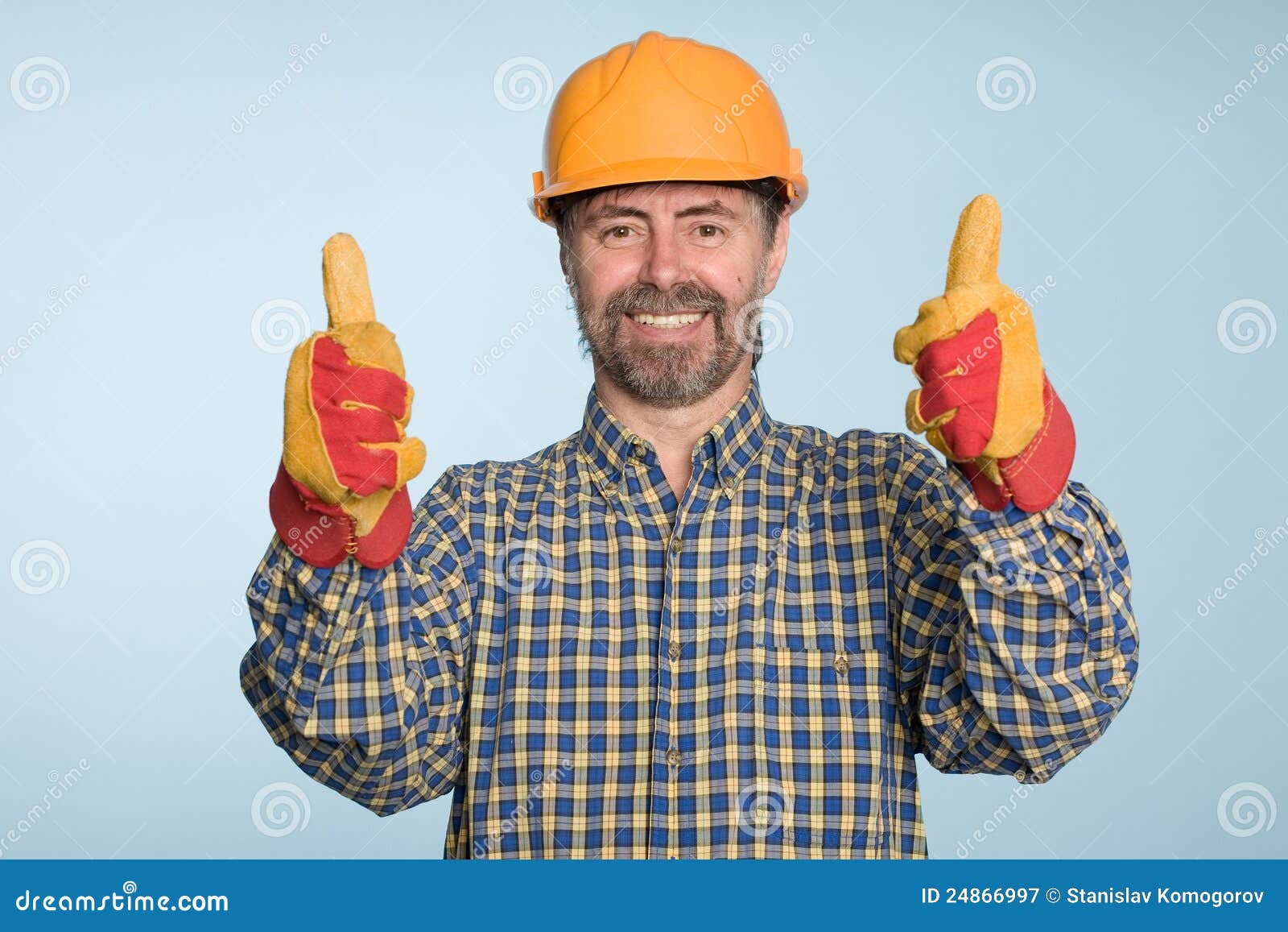 Happy smiling builder stock image. Image of finger, gesturing - 24866997
