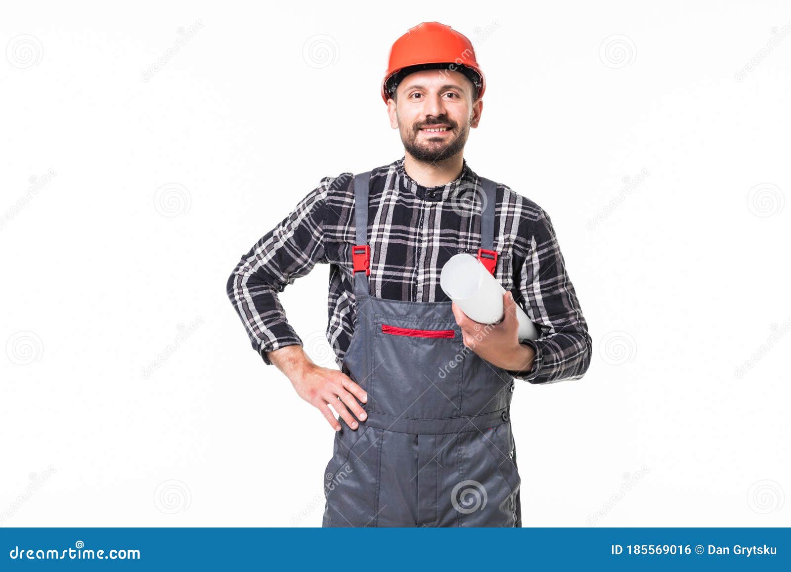 Profession, Construction and Building. Happy Smiling Builder in Helmet ...