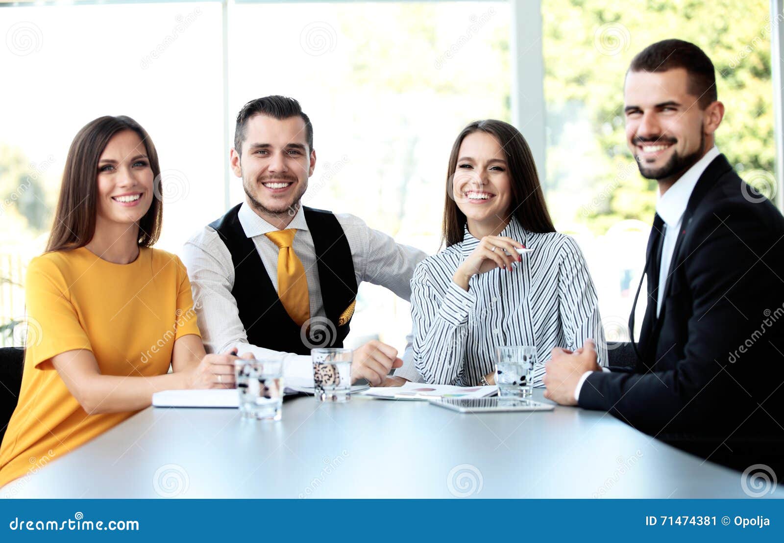 Happy Smiling Business Team in Office Stock Image - Image of team ...