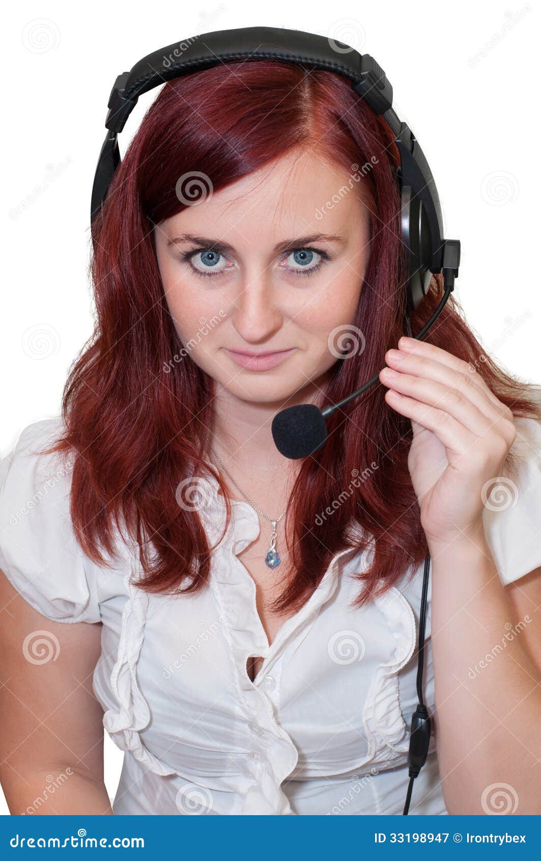 Happy Smiling Cheerful Support Phone Operator in Headset, Isolated on ...