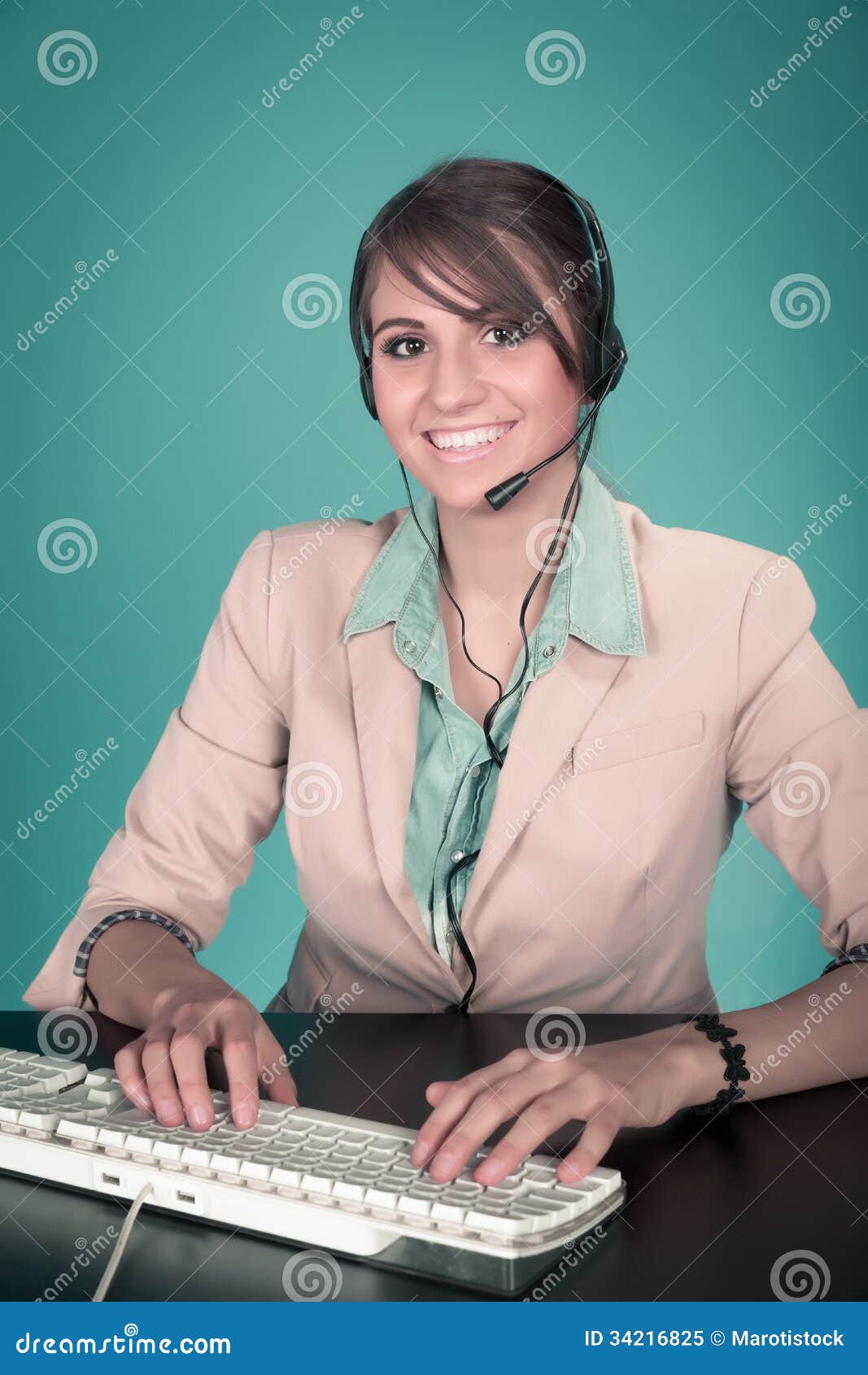 Happy Smiling Cheerful Support Phone Operator Stock Image - Image of ...