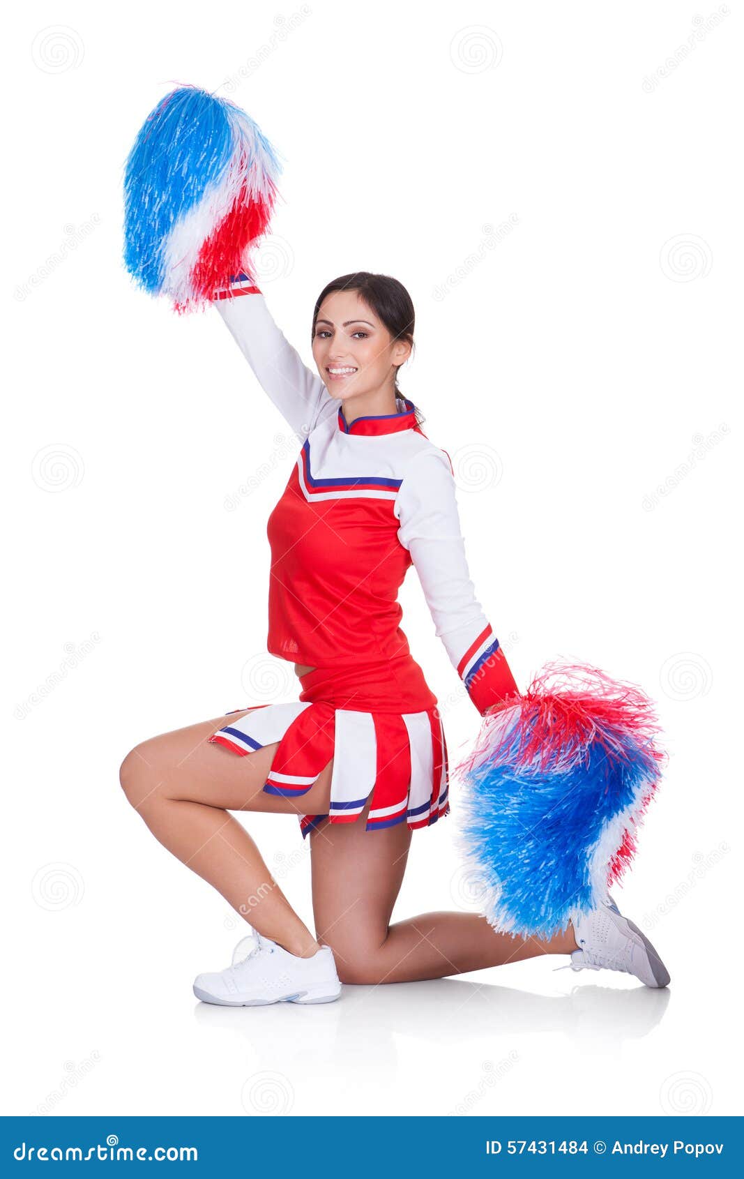 Happy smiling cheerleader stock photo. Image of fashion - 57431484