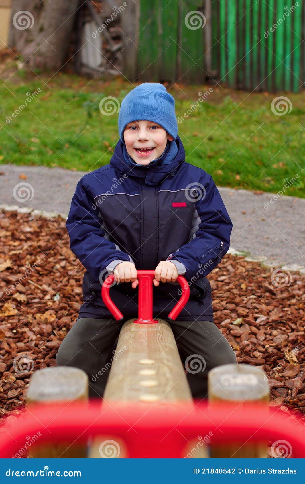 Happy Smiling Child in Playground Vertical Stock Photo - Image of ...