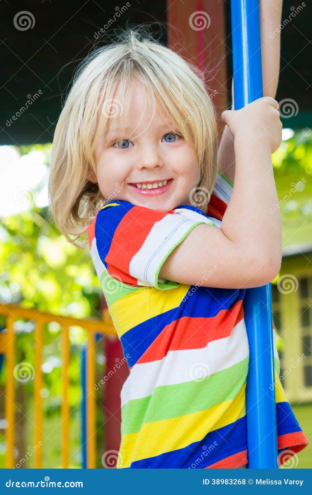 Happy, Smiling Child Playing in a Play Ground Stock Photo - Image of ...