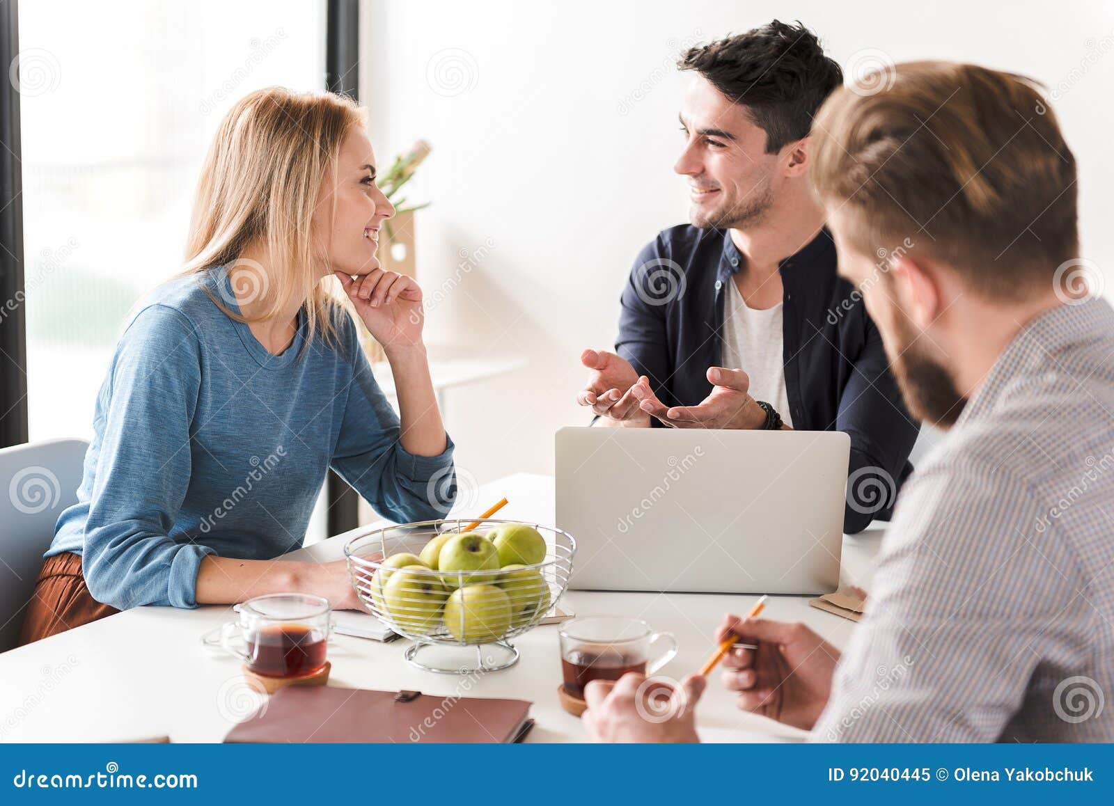 Happy Smiling Co-workers in Bureau Stock Image - Image of group, male ...