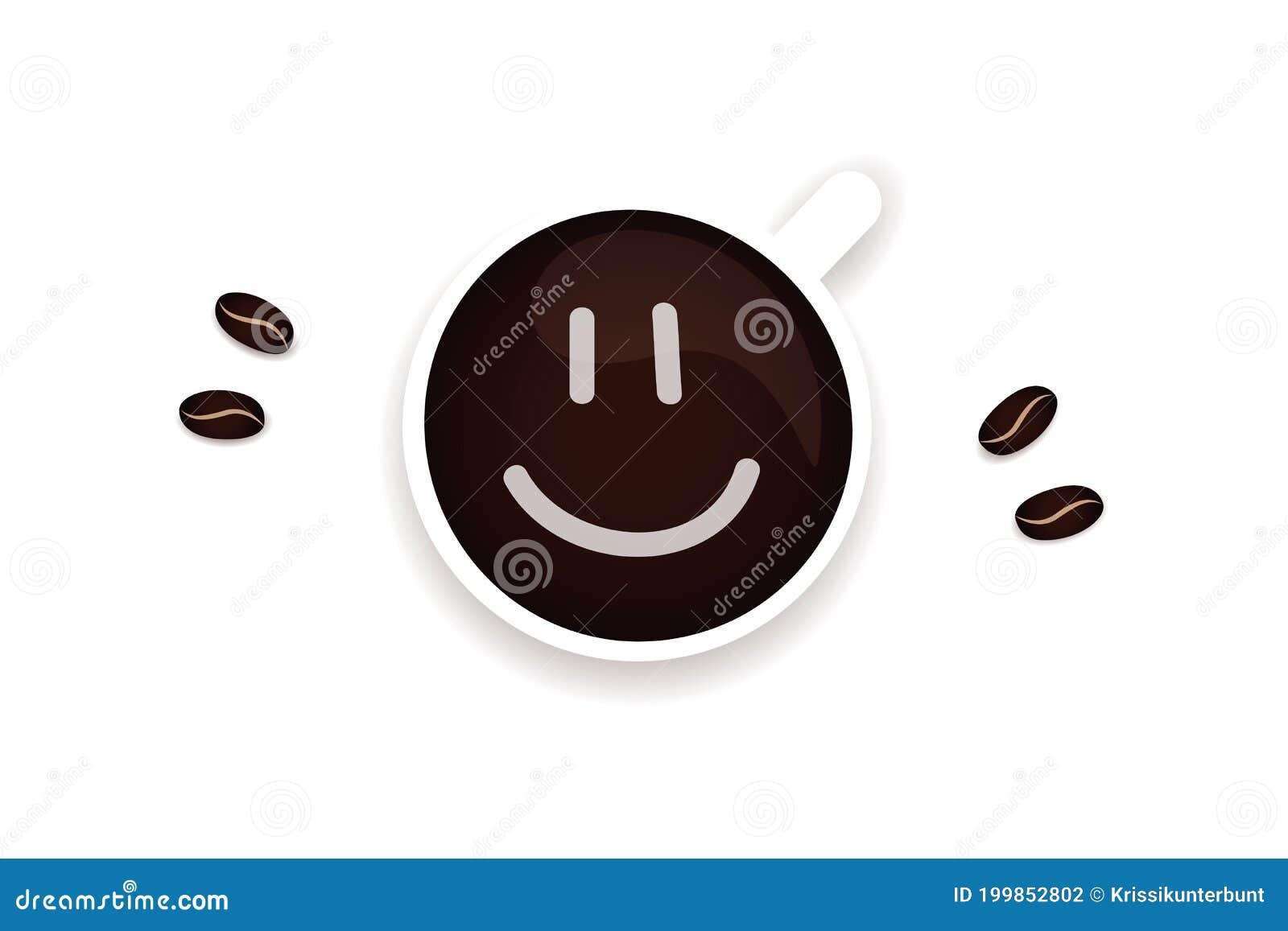 Happy Smiling Coffee Isolated on White Stock Vector - Illustration of ...