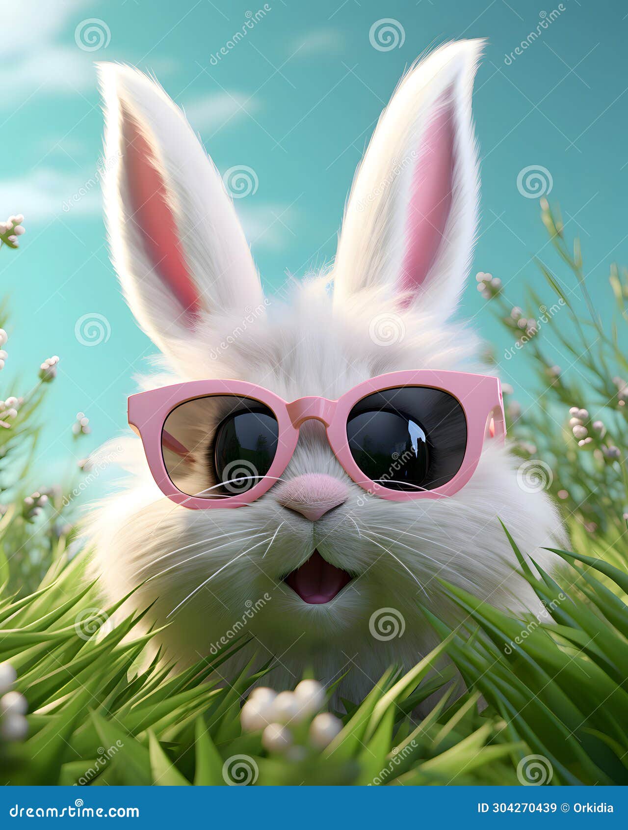 A Happy Smiling and Colorful Easter Bunny Wearing Sunglasses Stock ...