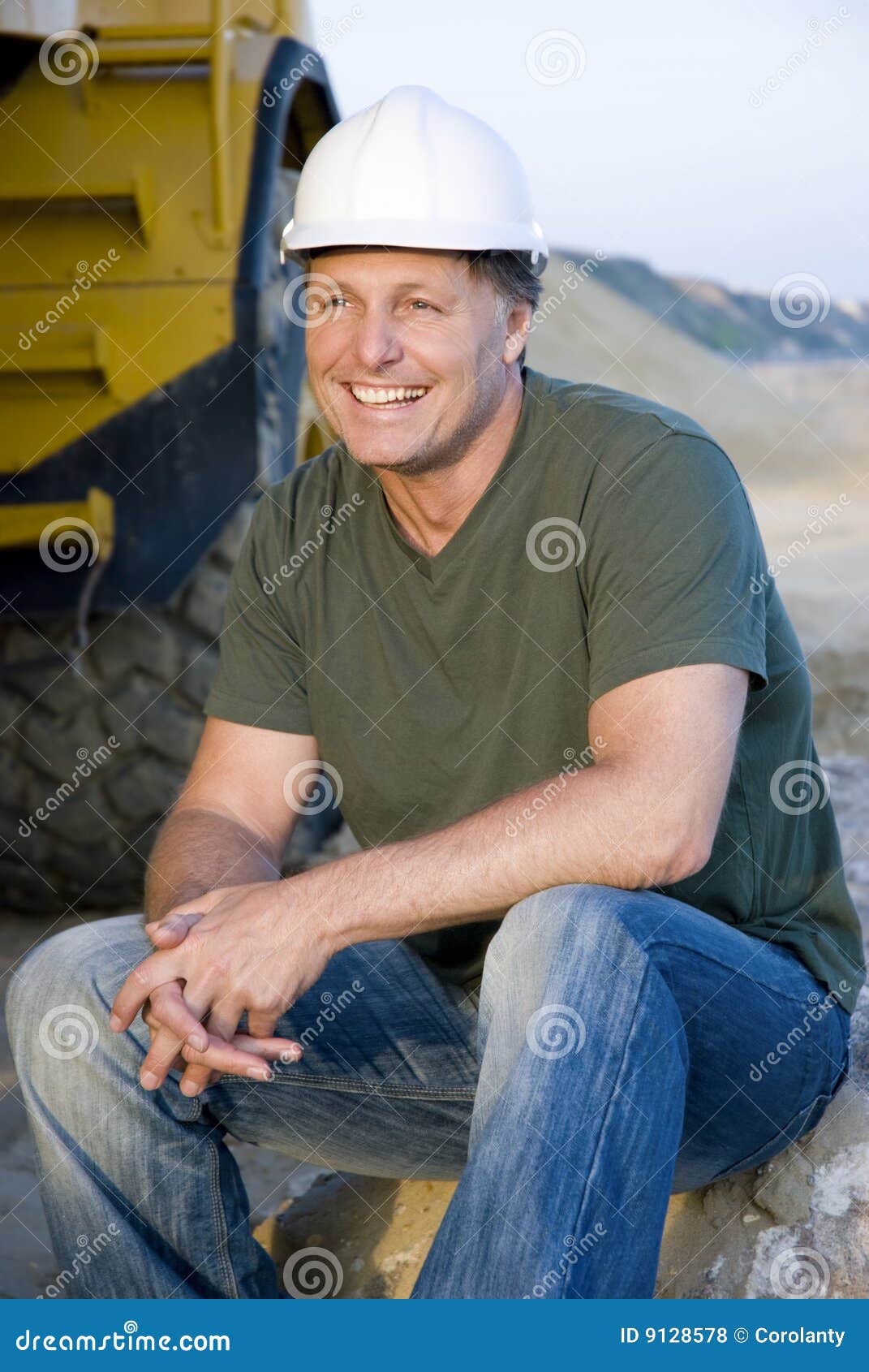 Happy Smiling Construction Worker. Stock Photo - Image of denim, boss ...