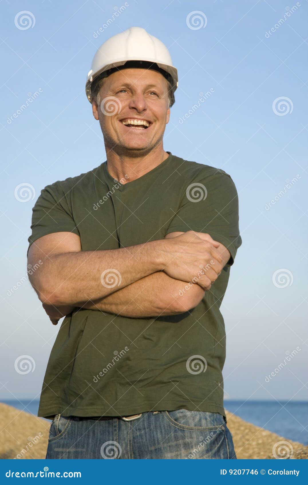 Happy Smiling Construction Worker. Stock Photo - Image of male ...