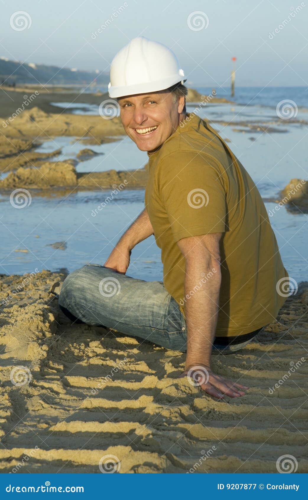 Happy Smiling Construction Worker. Stock Image - Image of jeans ...