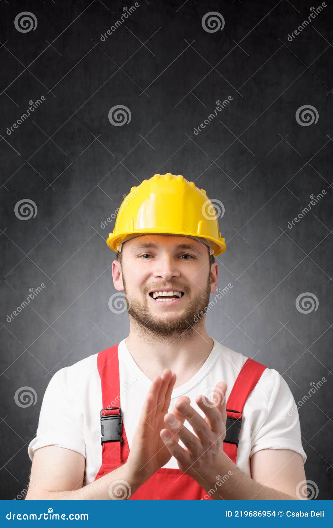Portrait of a Construction Worker Clapping His Hands Stock Photo ...