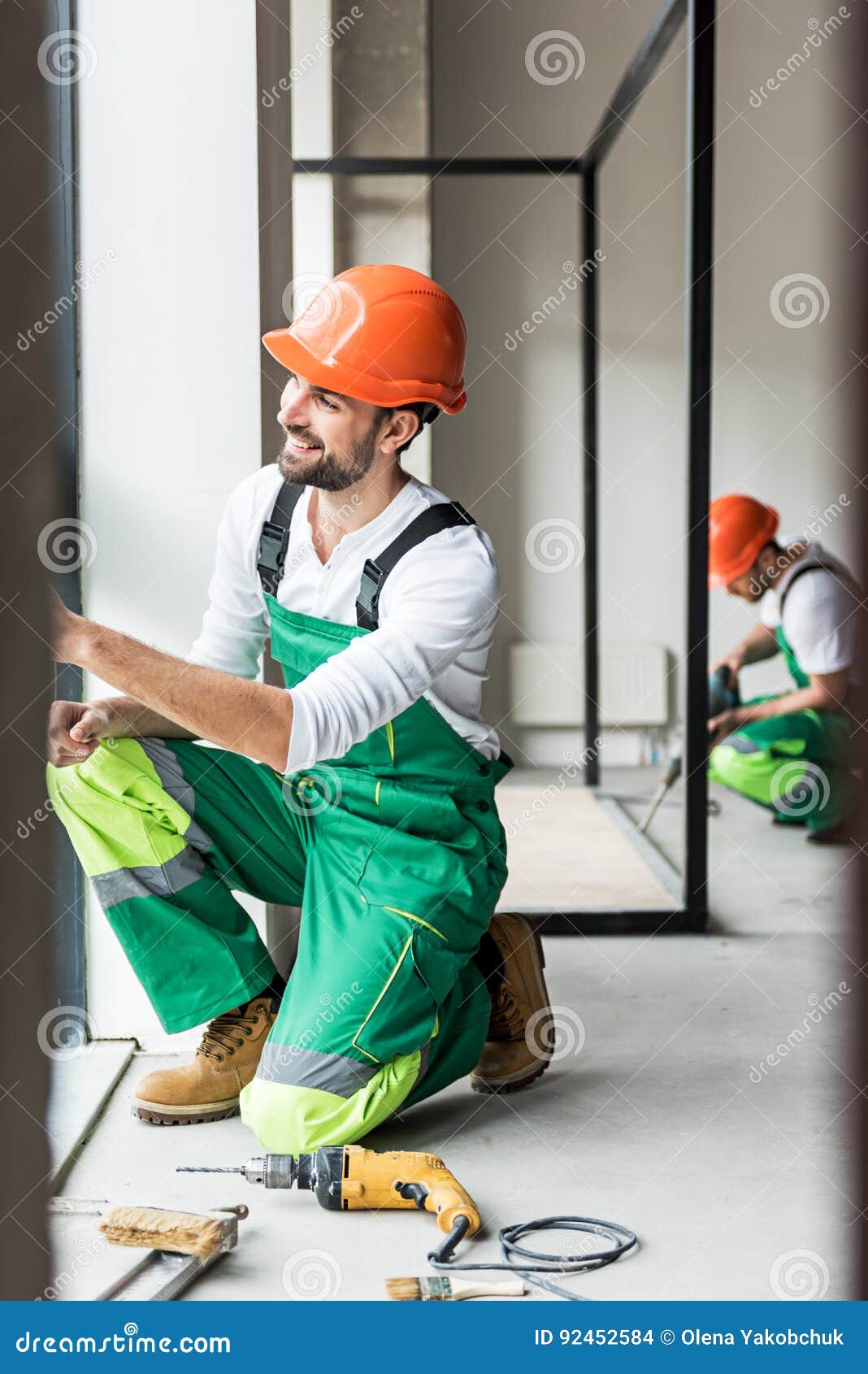 Happy Smiling Constructor Doing His Job Stock Photo - Image of home ...