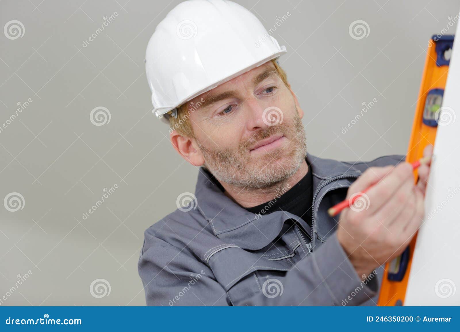 Happy Smiling Constructor Holding Tool Stock Photo - Image of hardhat ...