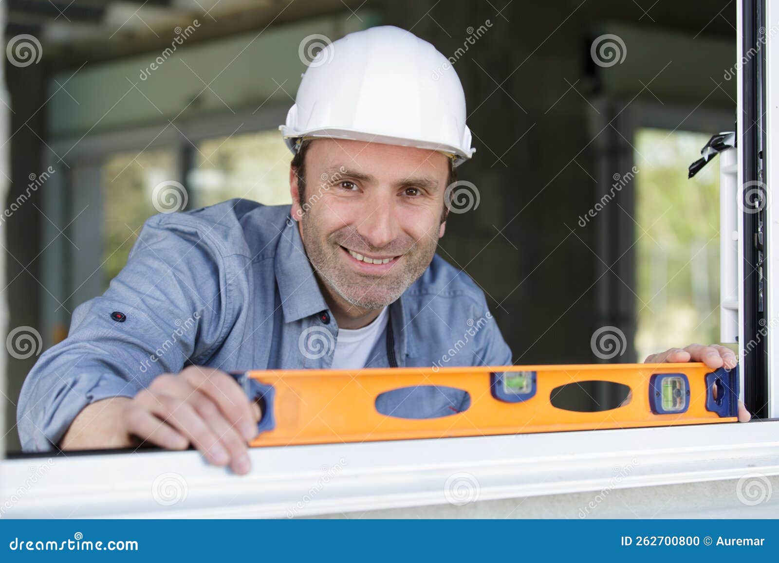 Happy Smiling Constructor Holding Tool Stock Photo - Image of tool ...