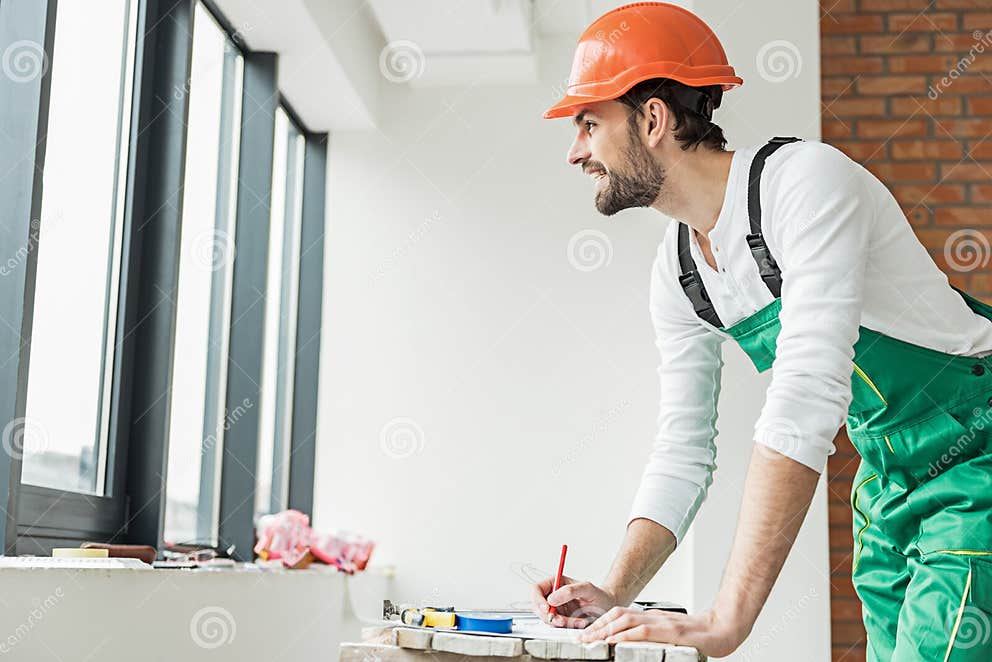 Happy Smiling Constructor Using Pencil Stock Image - Image of correct ...