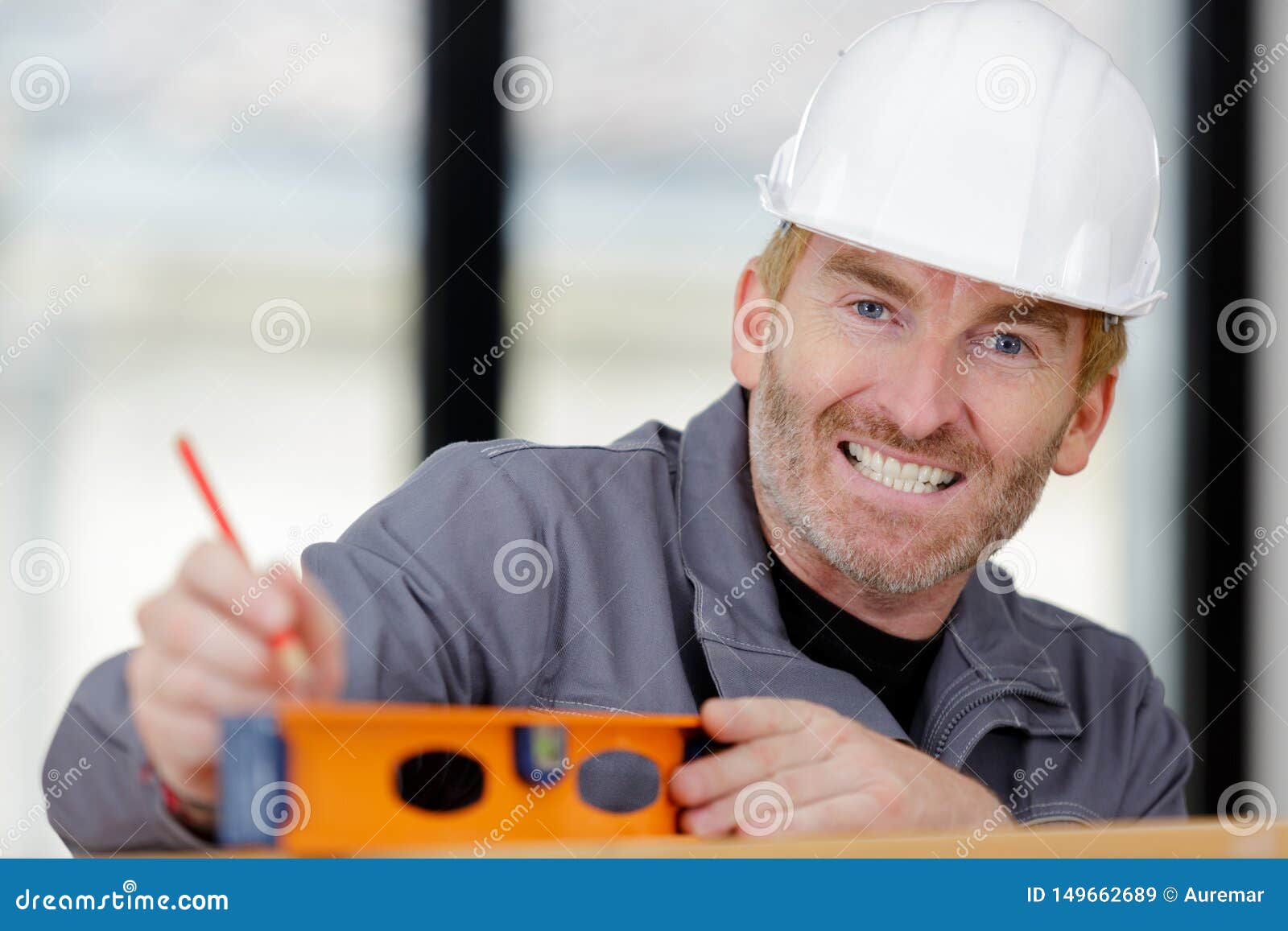 Happy Smiling Contractor Looking at Camera Stock Image - Image of ...