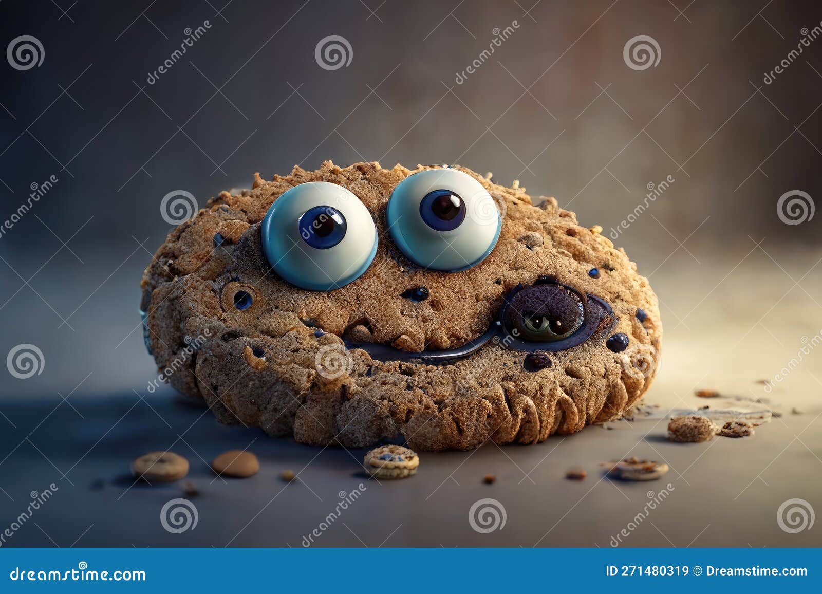 Happy Smiling Cookie with Funny Eyes Stock Illustration - Illustration ...