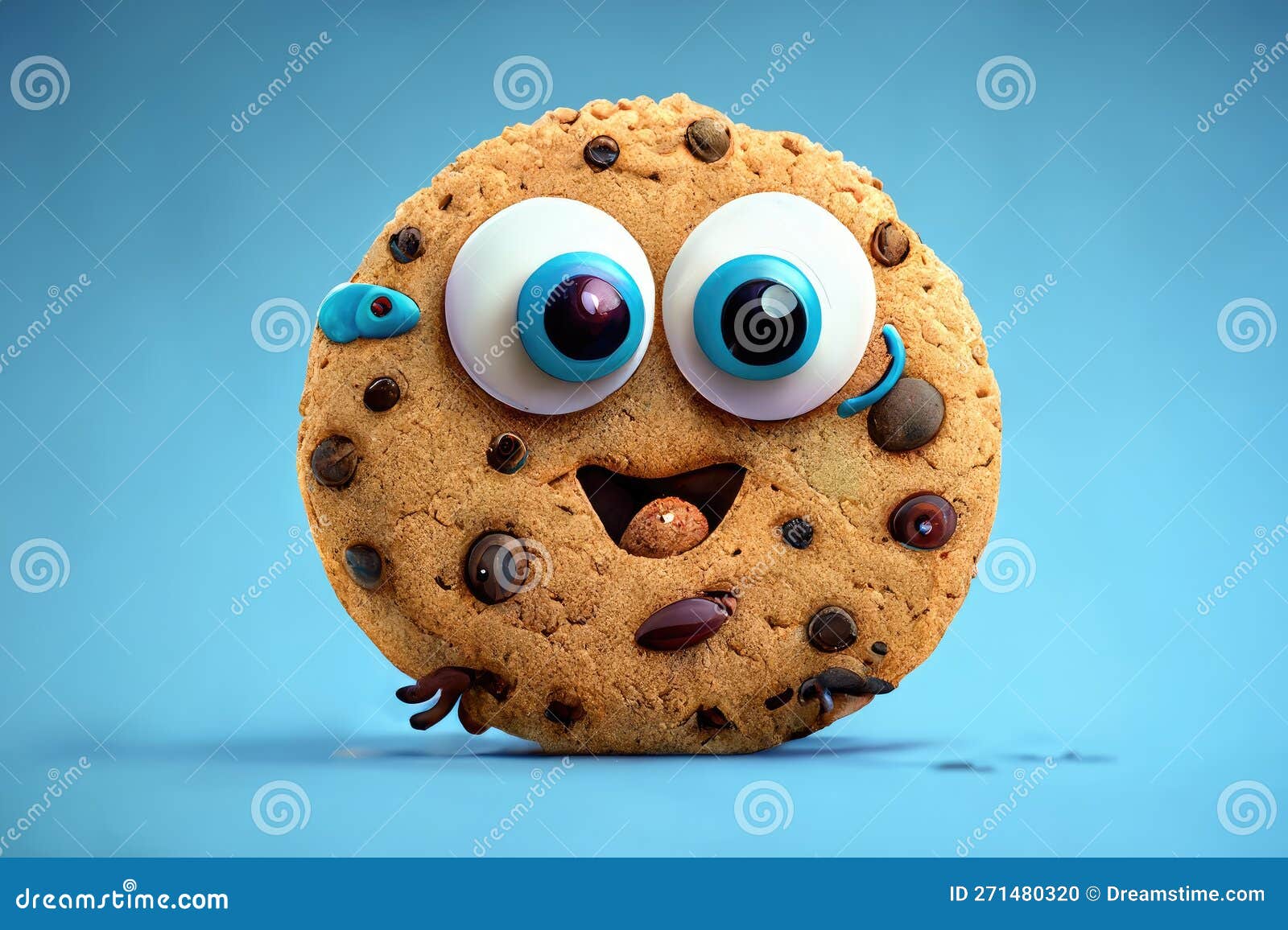 Happy Smiling Cookie with Funny Eyes Stock Illustration - Illustration ...