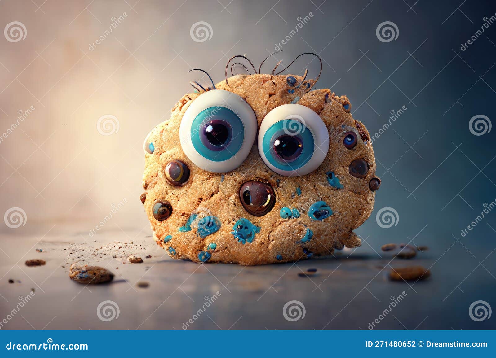 Happy Smiling Cookie with Funny Eyes Stock Illustration - Illustration ...