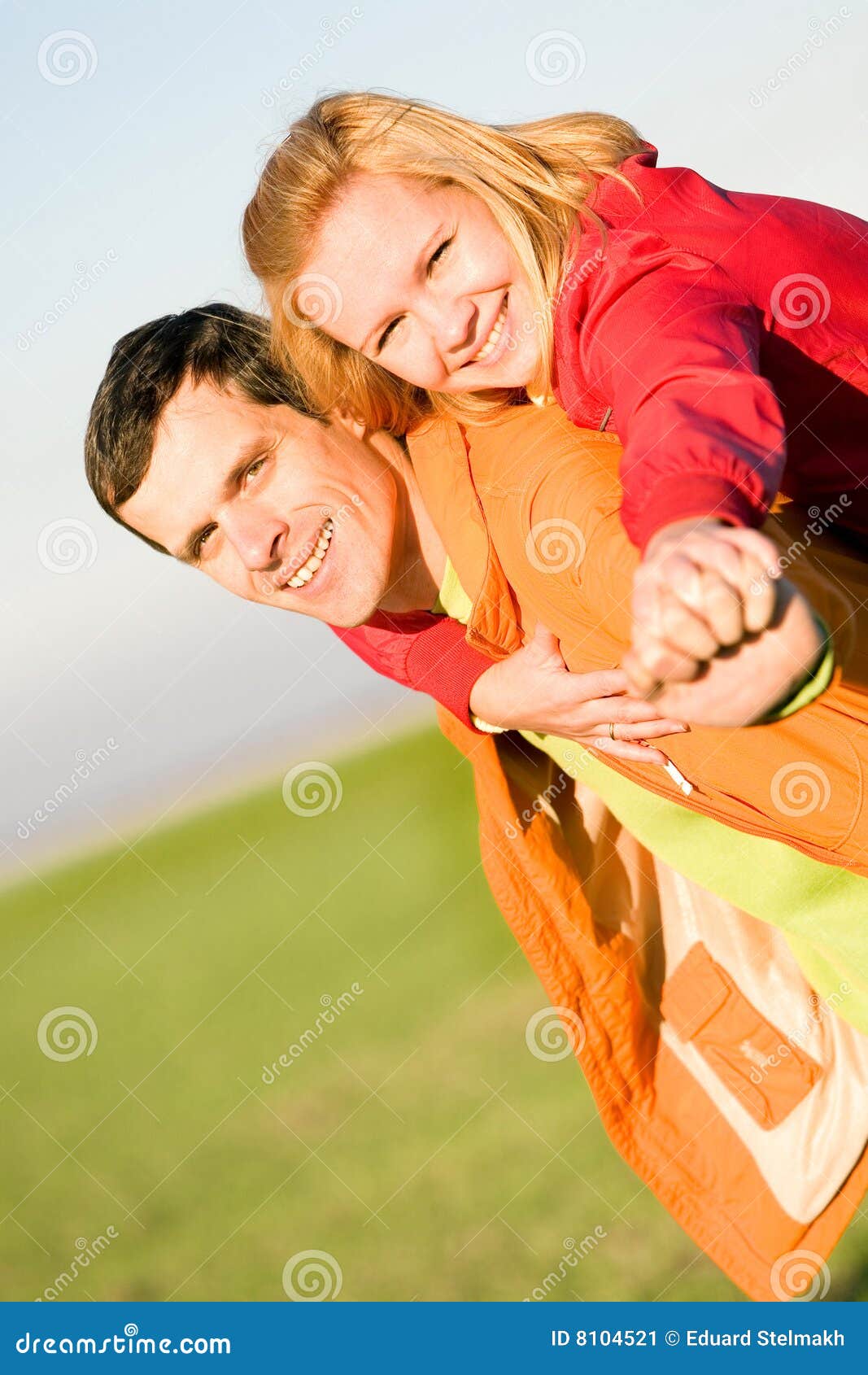 Happy Smiling Couple Fly in Sky Stock Image - Image of crazy, energy ...