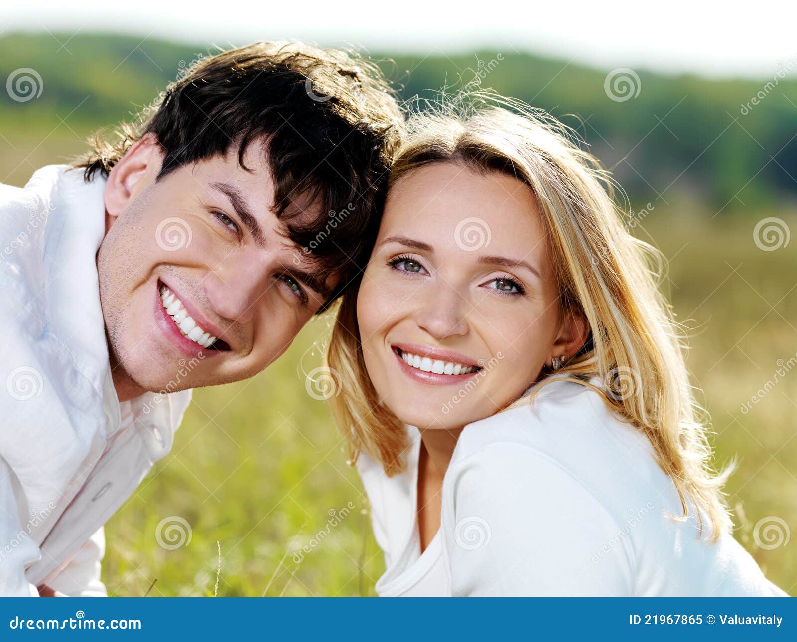 Happy Smiling Couple on Nature Stock Image - Image of outdoors ... Happy Smiling Couple on Nature Stock Image - Image of outdoors ...