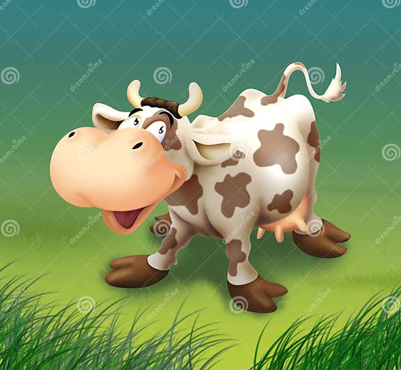 Happy smiling cow stock illustration. Illustration of field - 106687003