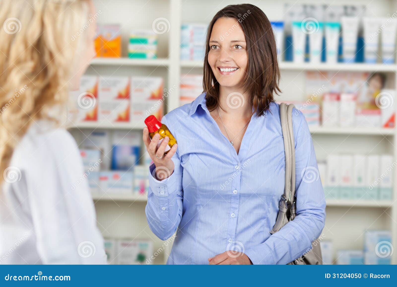 Happy Smiling Customer with a Pharmacist Stock Photo - Image of health ...