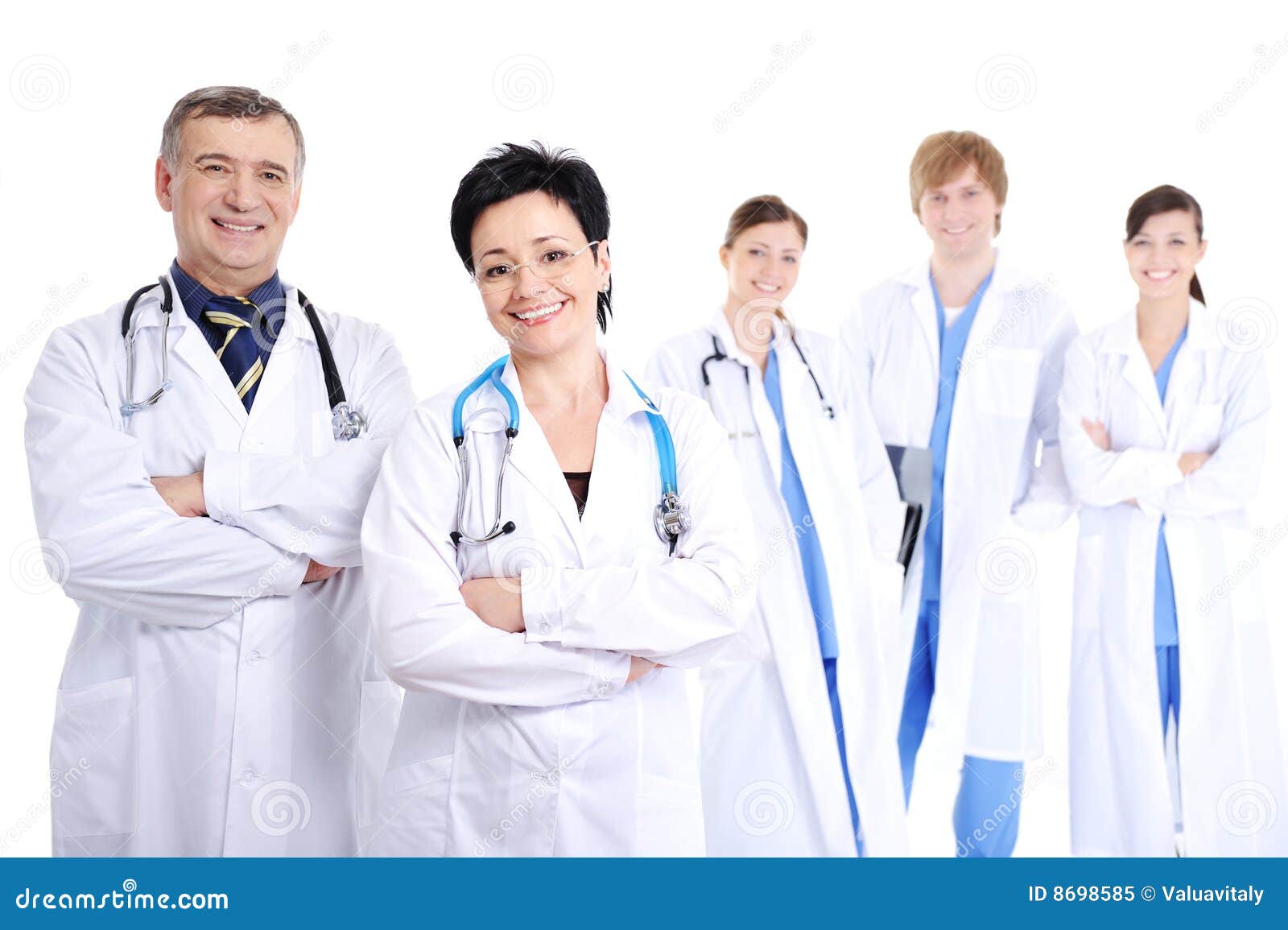 Happy Smiling Doctors in Hospital Gowns Stock Image - Image of ...