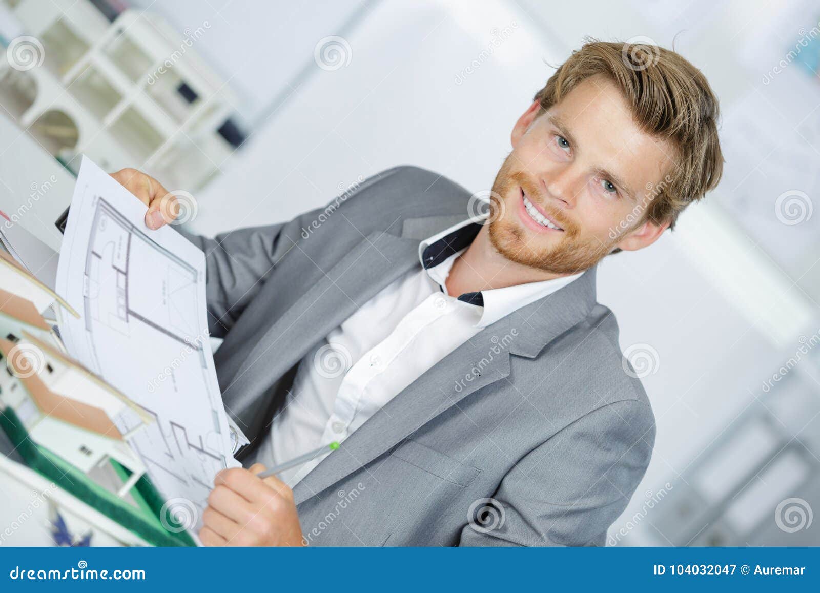 Happy Smiling Engineer Working on Plane House Stock Image - Image of ...