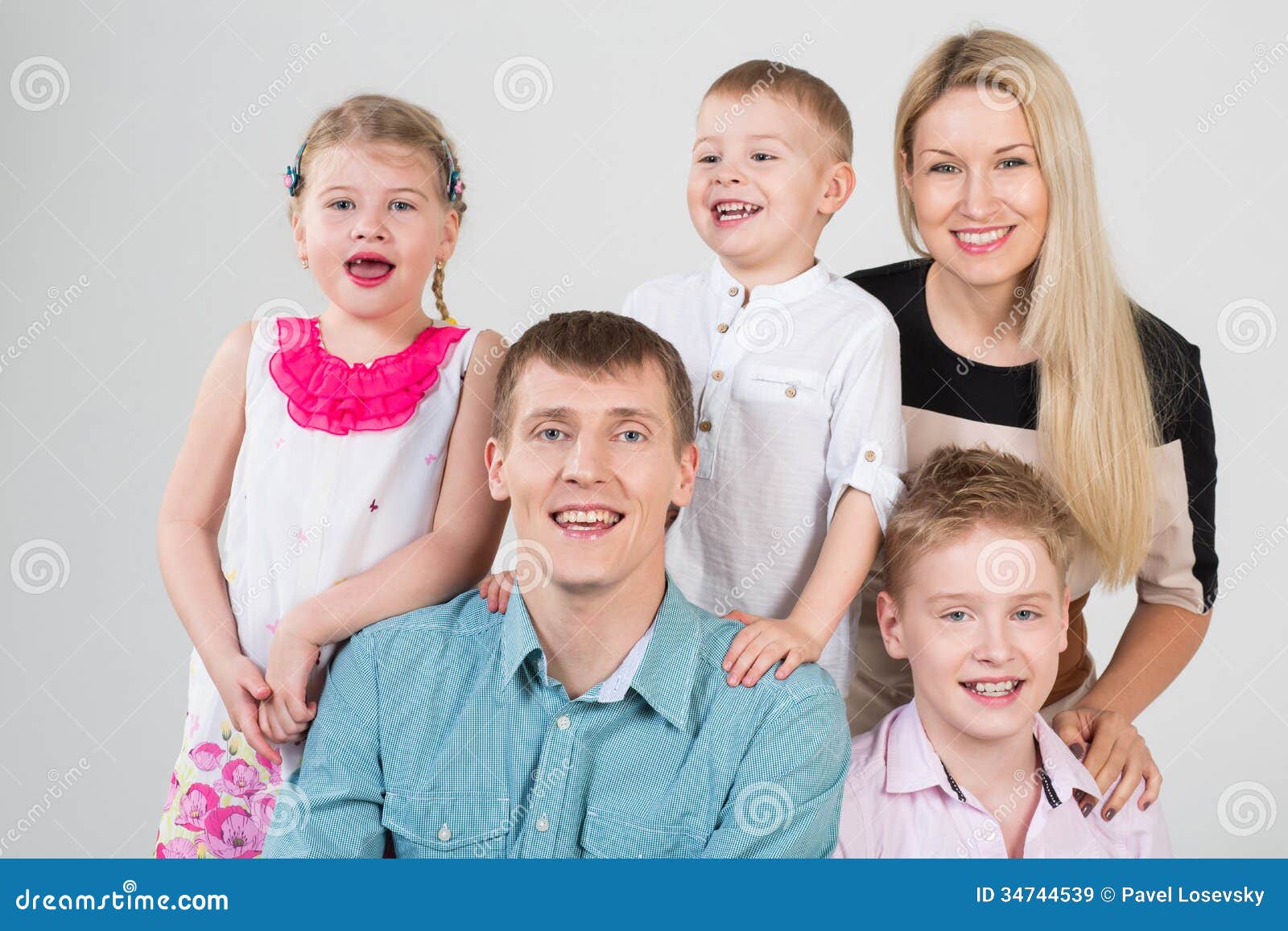 Happy Smiling Family of Five People Stock Image - Image of five ...