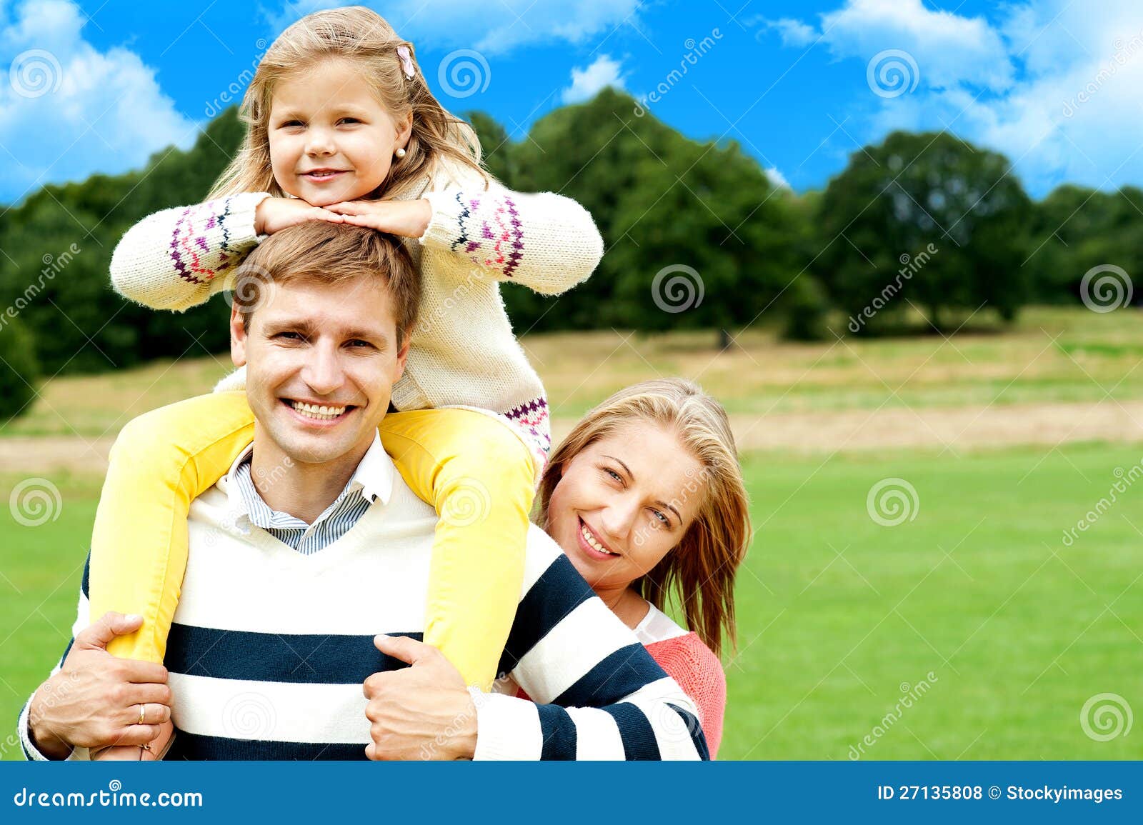 Happy Smiling Family Outdoors Stock Photo - Image of joyful, grass ...