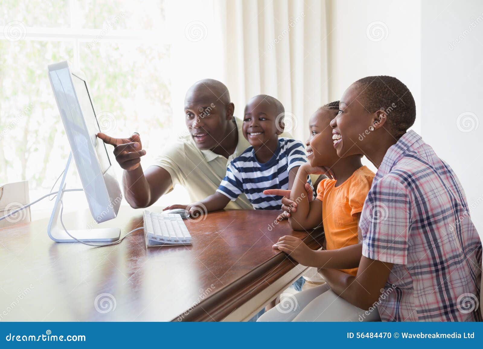 Happy Smiling Family Using Computer Stock Photo - Image of domestic ...