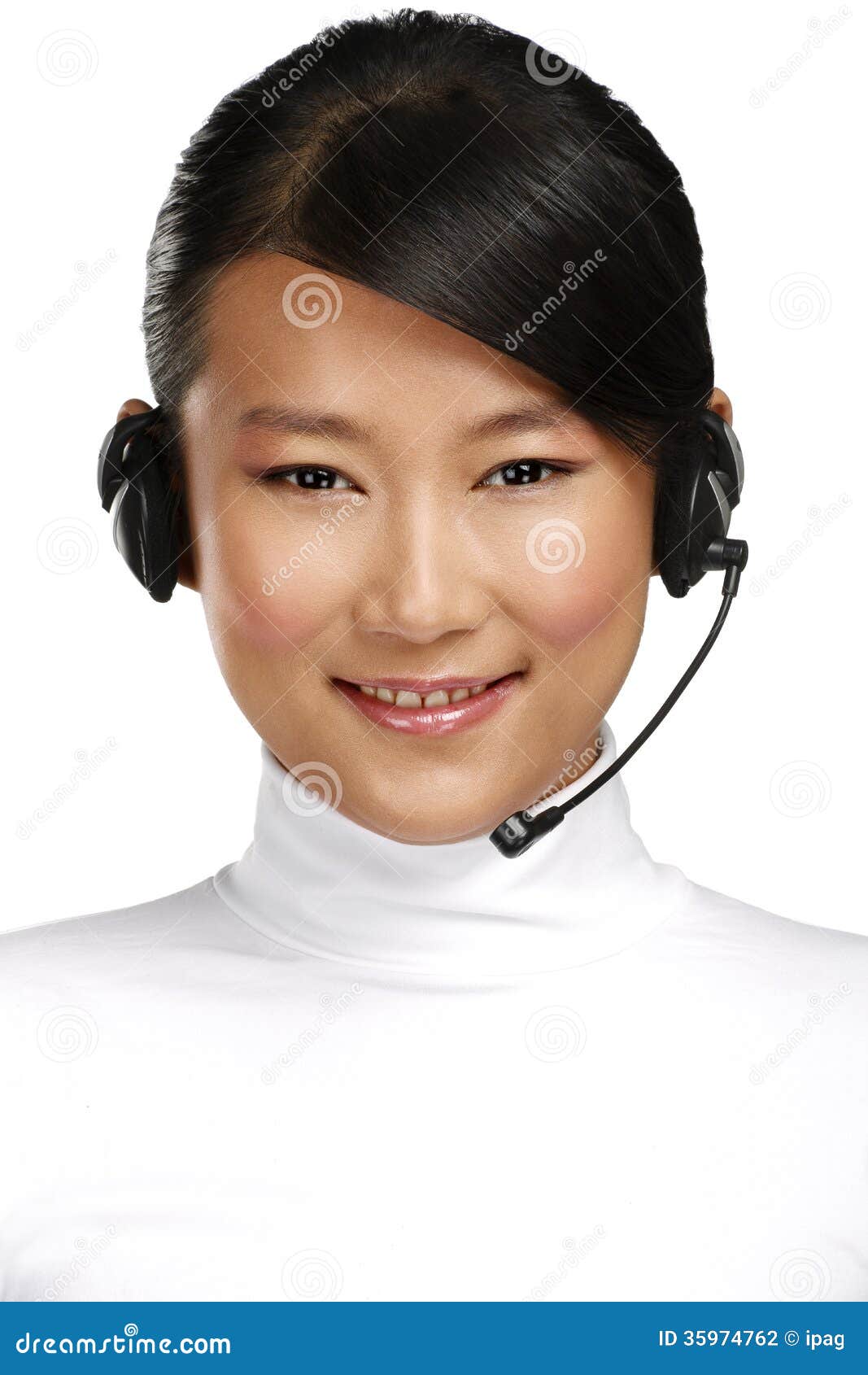 Happy Smiling Female Asian Customer Service Operator Stock Photo ...