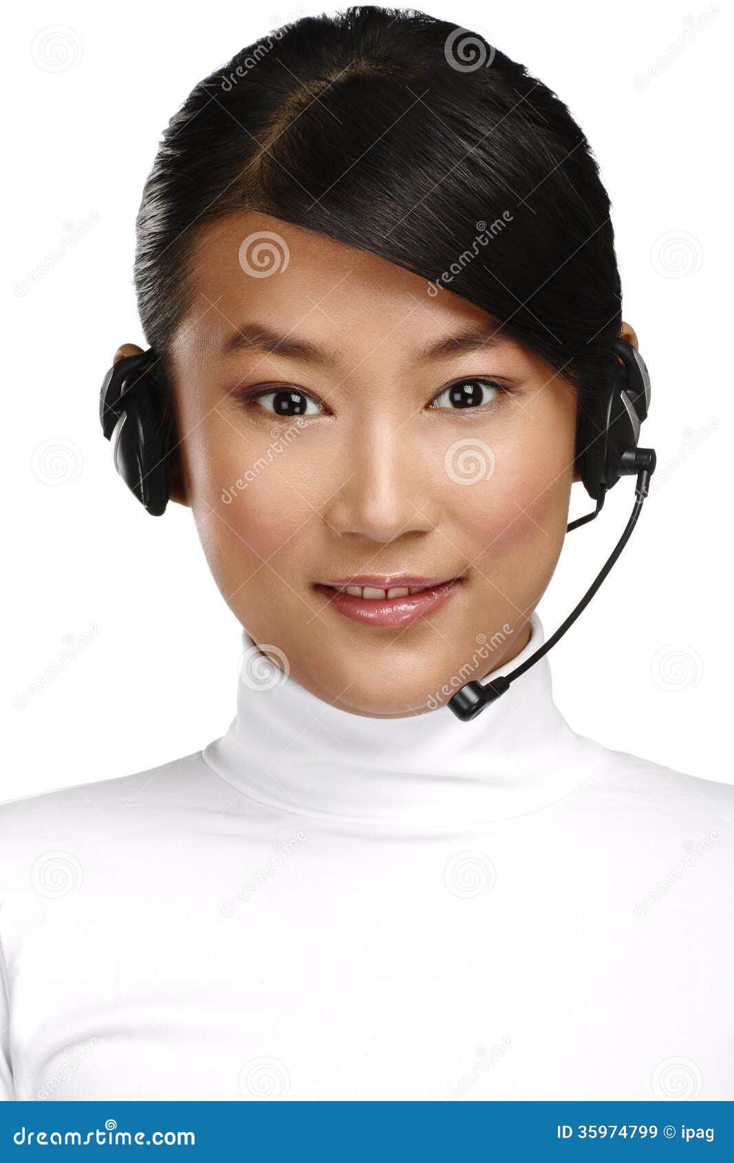 Happy Smiling Female Asian Customer Service Operator Stock Image ...