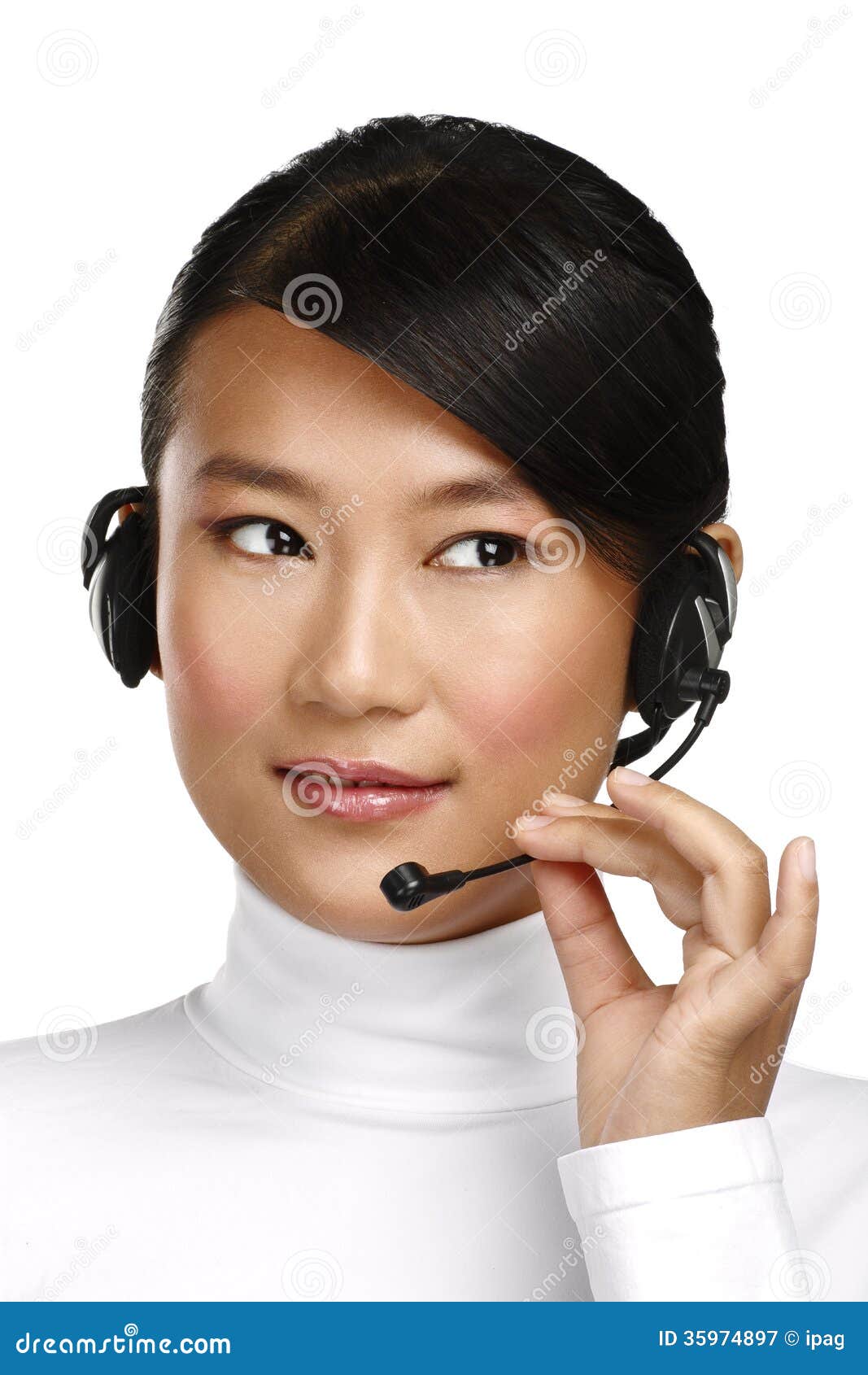 Happy Smiling Female Asian Customer Service Operator Stock Image ...