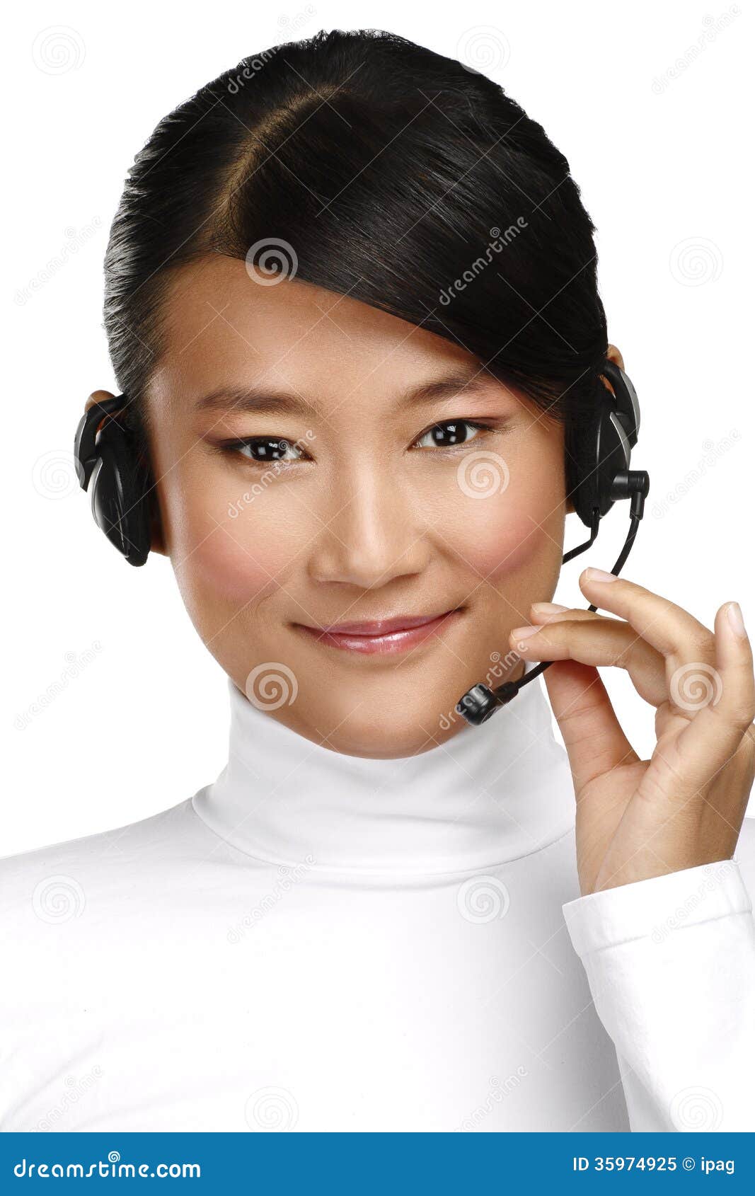 Happy Smiling Female Asian Customer Service Operator Stock Image ...