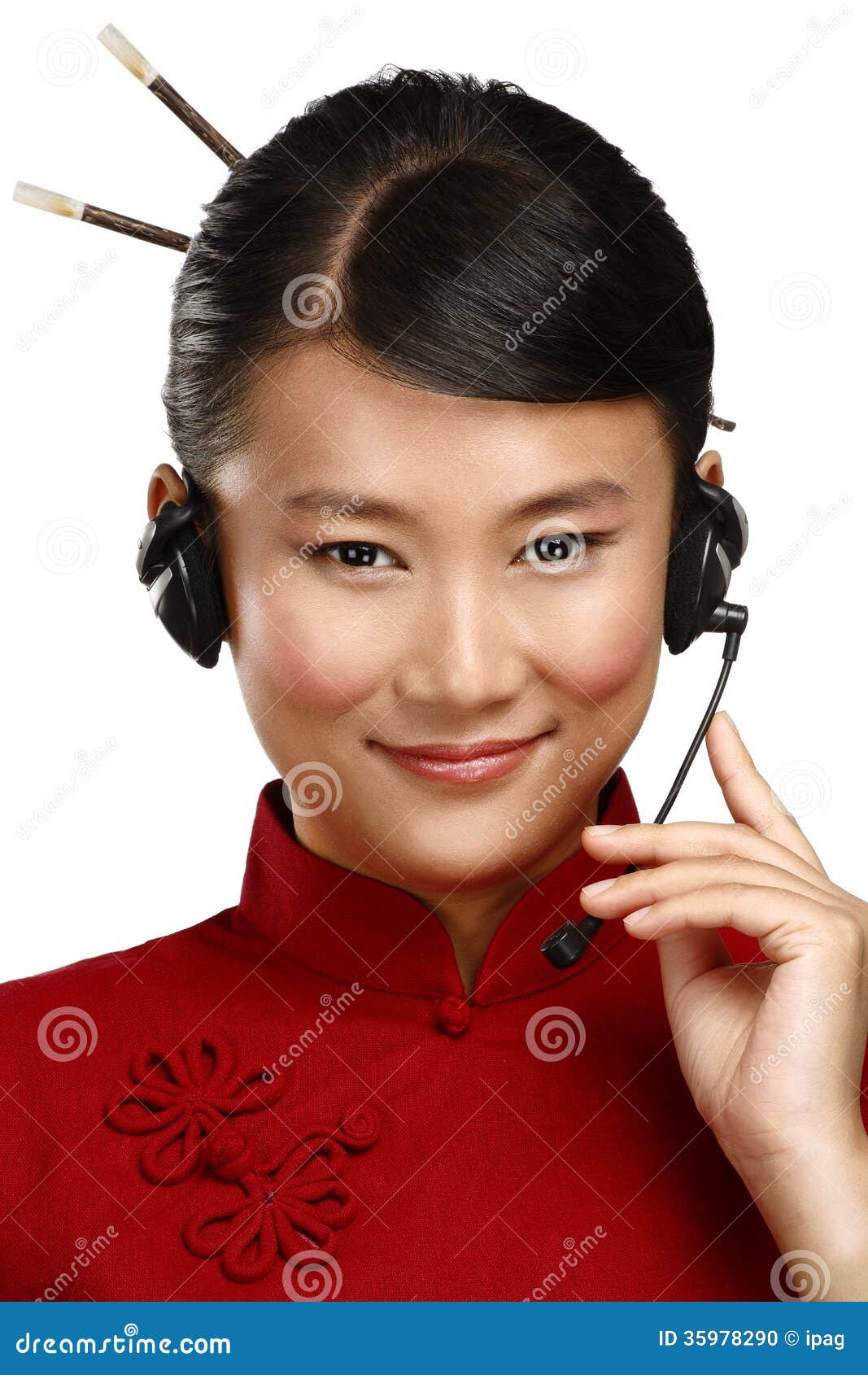 Happy Smiling Female Asian Customer Service Operator Stock Photo ...