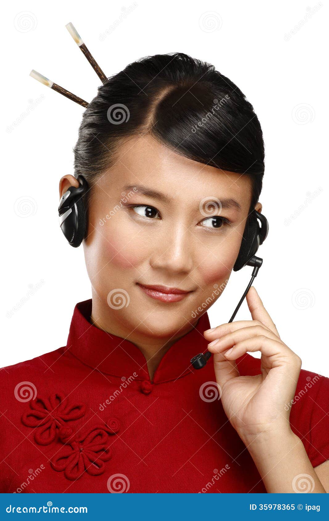 Happy Smiling Female Asian Customer Service Operator Stock Image ...