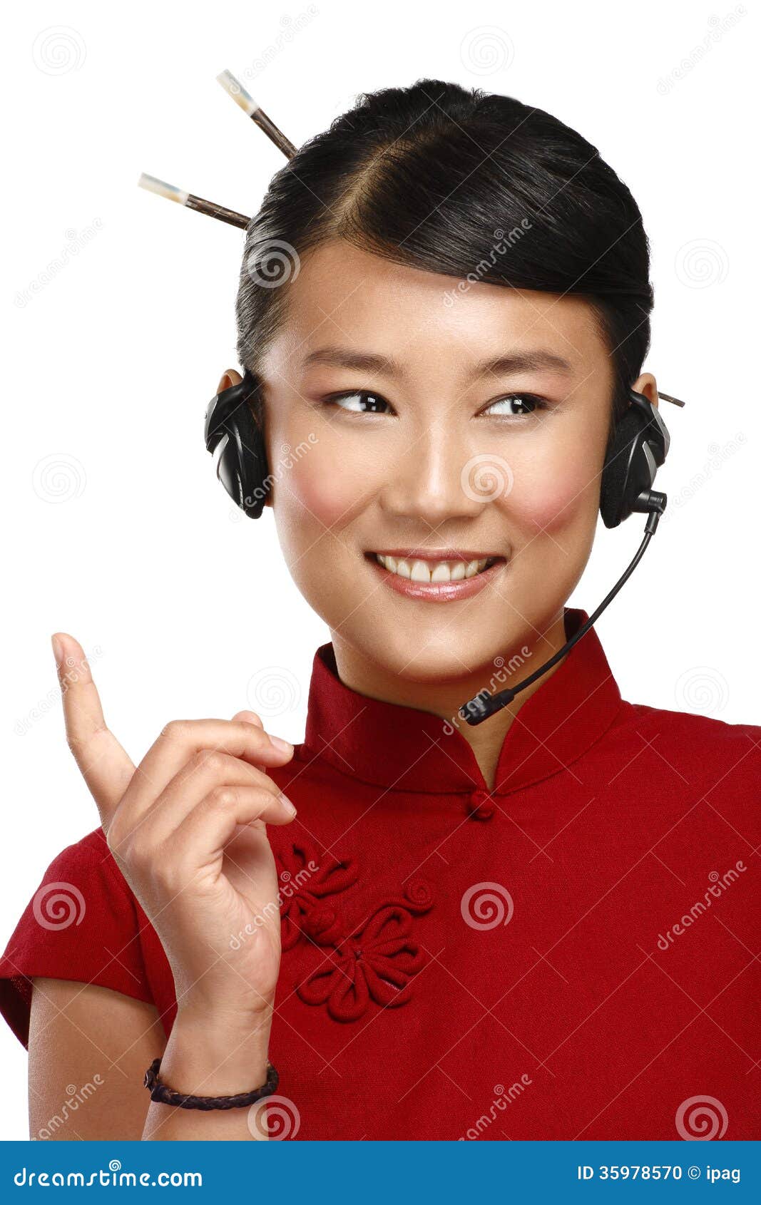 Happy Smiling Female Asian Customer Service Operator Stock Photo ...