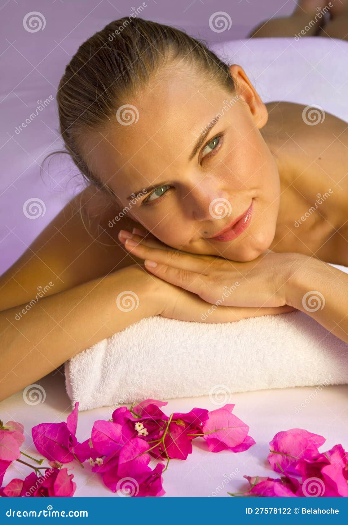 Happy Smiling Female Enjoys in Spa. Stock Photo - Image of repose ...