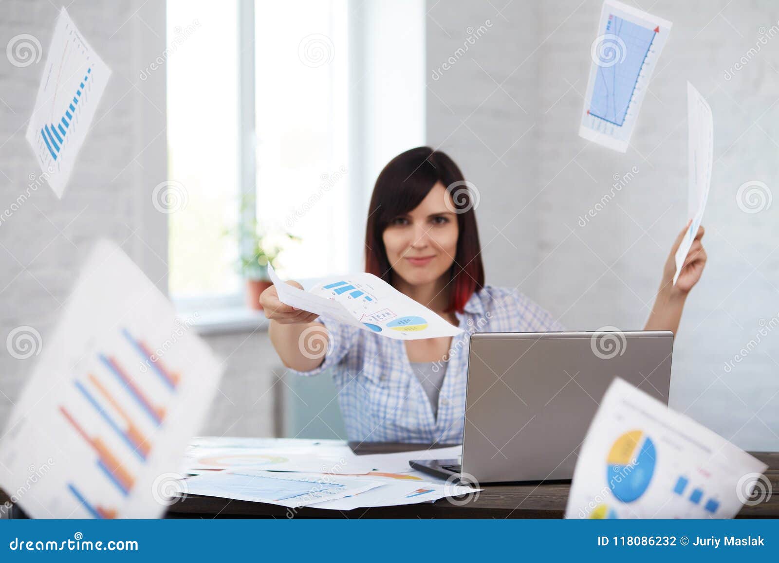 Stressed Woman in Office Thinking about Deadline. Stock Photo - Image ...