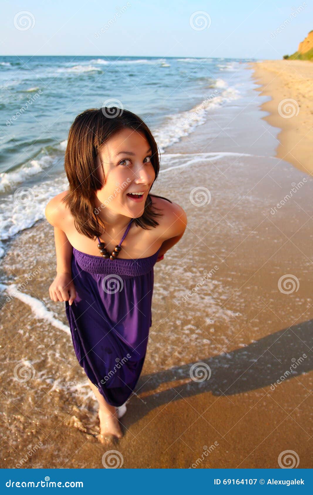 Happy Smiling Girl on the Beach Stock Image - Image of woman, tropical ...