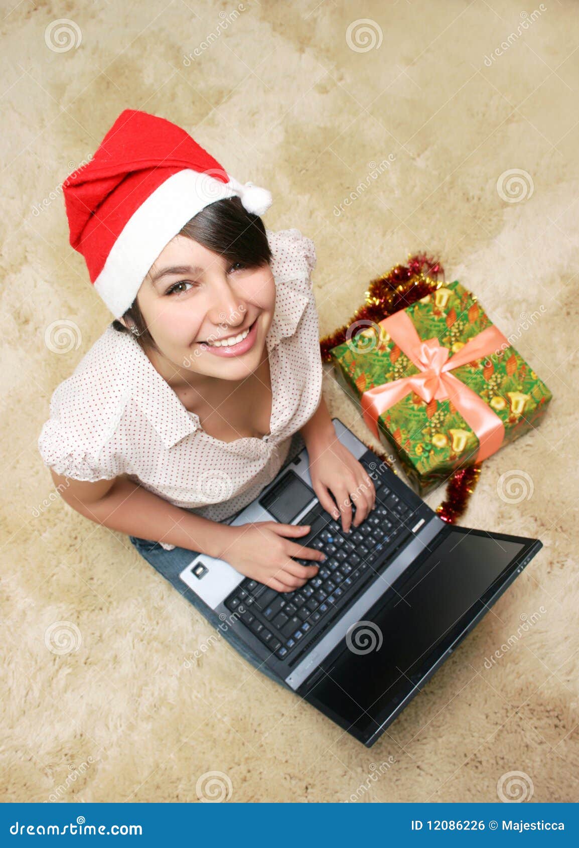 Happy Smiling Girl with Laptop Stock Photo - Image of congatulate ...